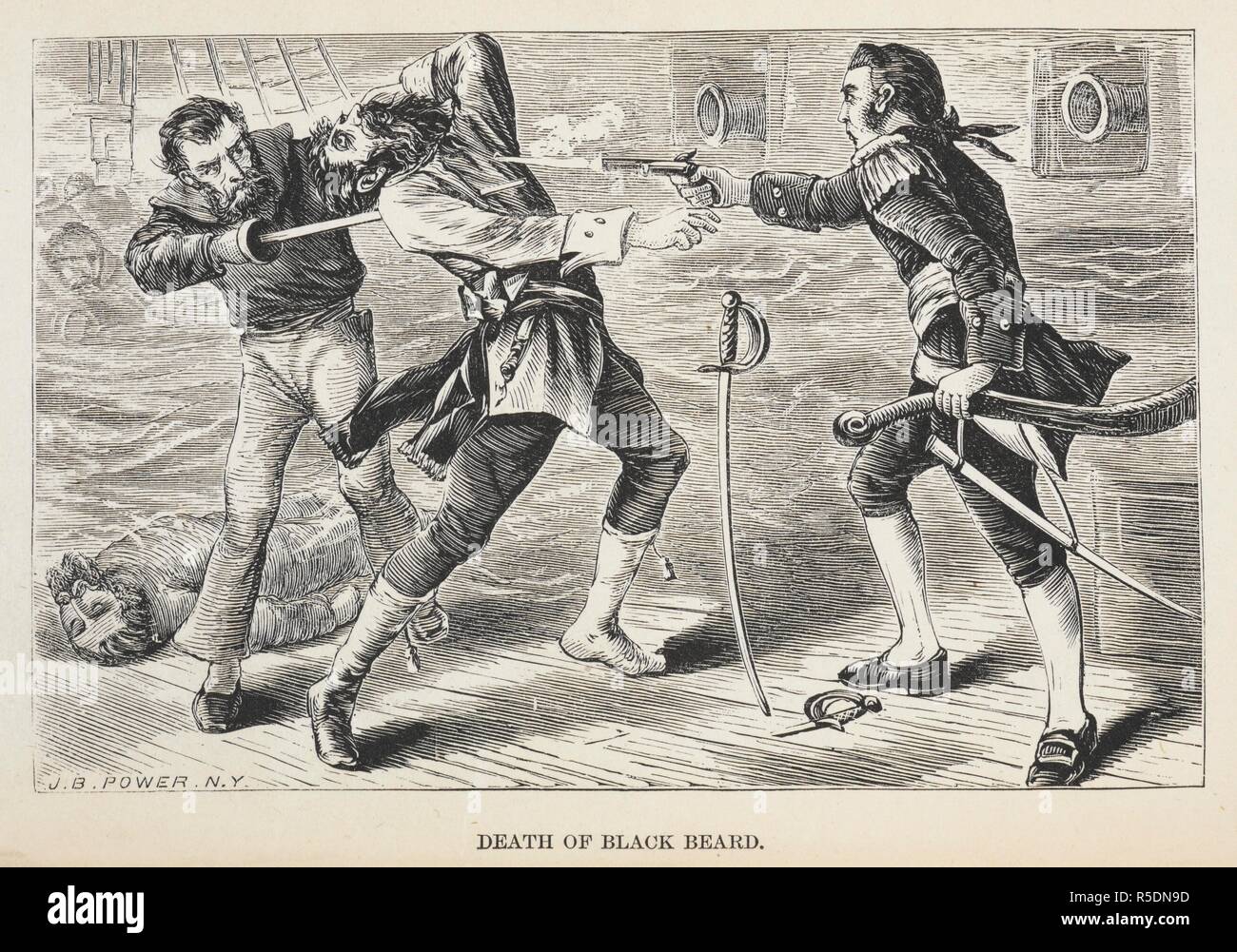 Death of Black beard. Illustration depicting the killing of Edward ...