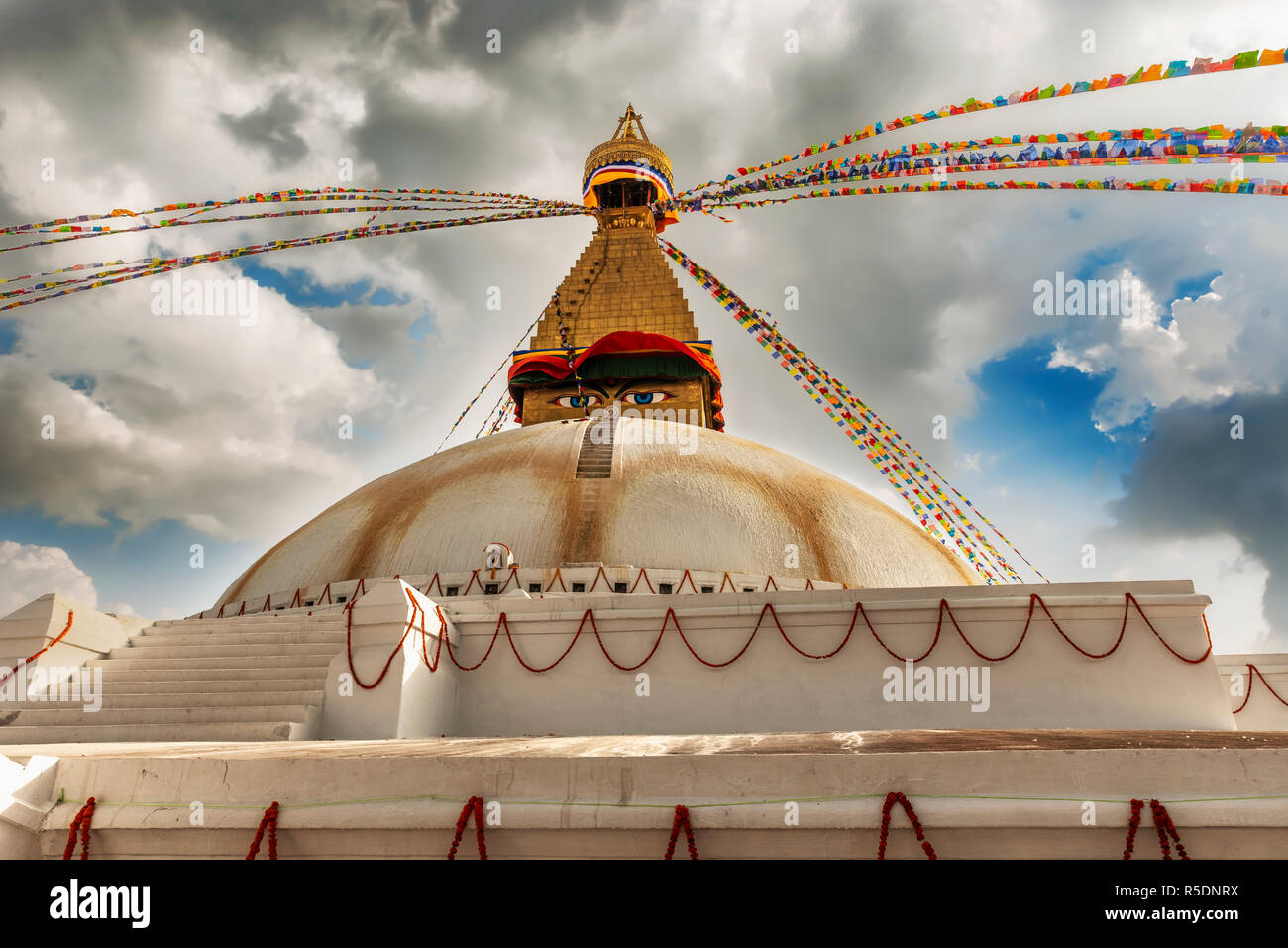 Boudha, bodhnath or Boudhanath stupa with prayer flags, the biggest ...