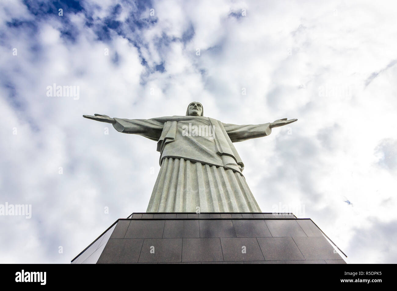 The amazing stone statue of Corcovado Christ the Redeemer at the top of ...