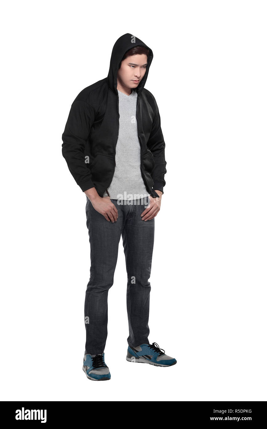 Man in hood hacker Cut Out Stock Images & Pictures - Alamy
