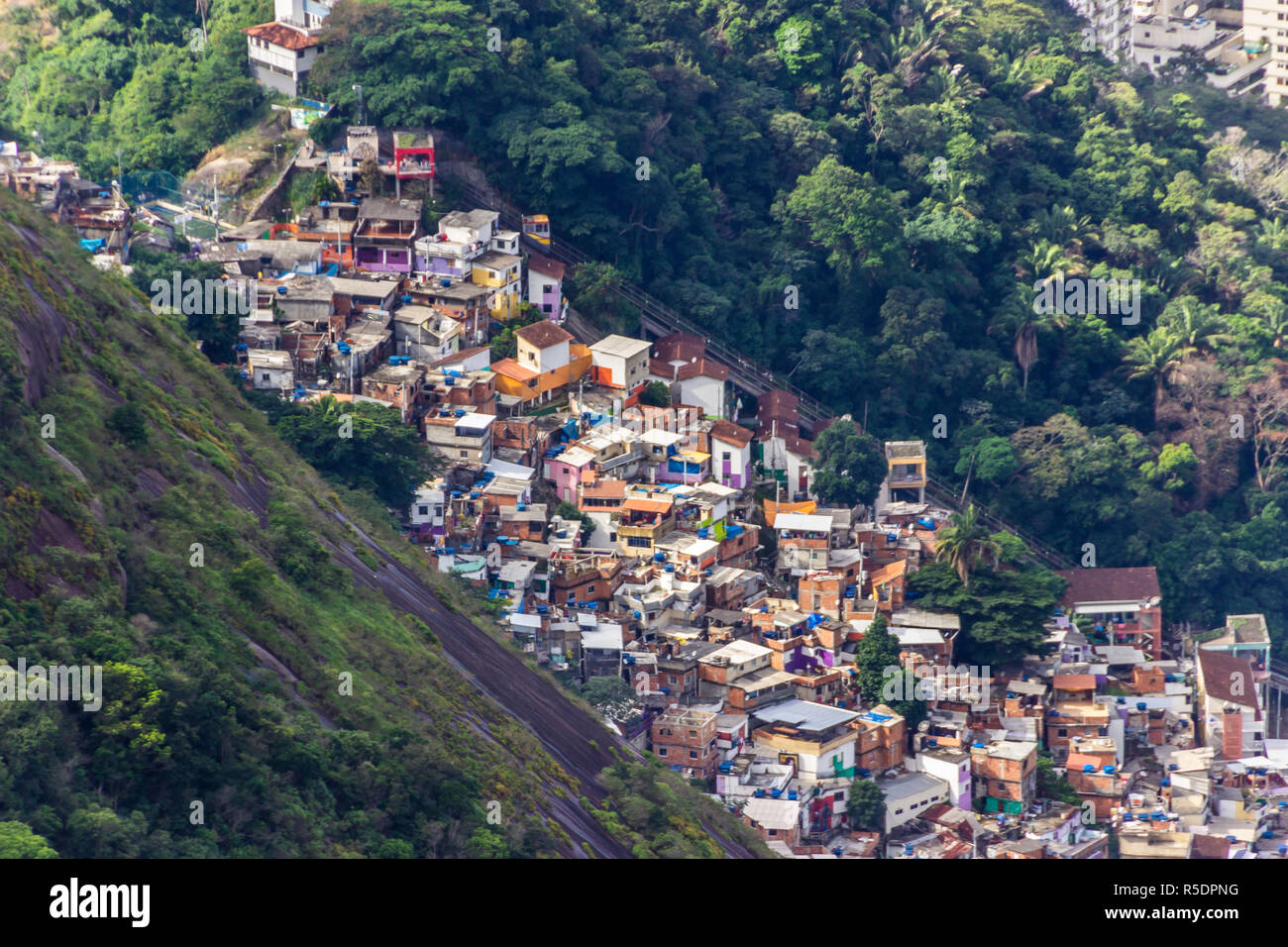 Views from Christ The Redeem mountain over Santa Marta Favela at Rio do ...