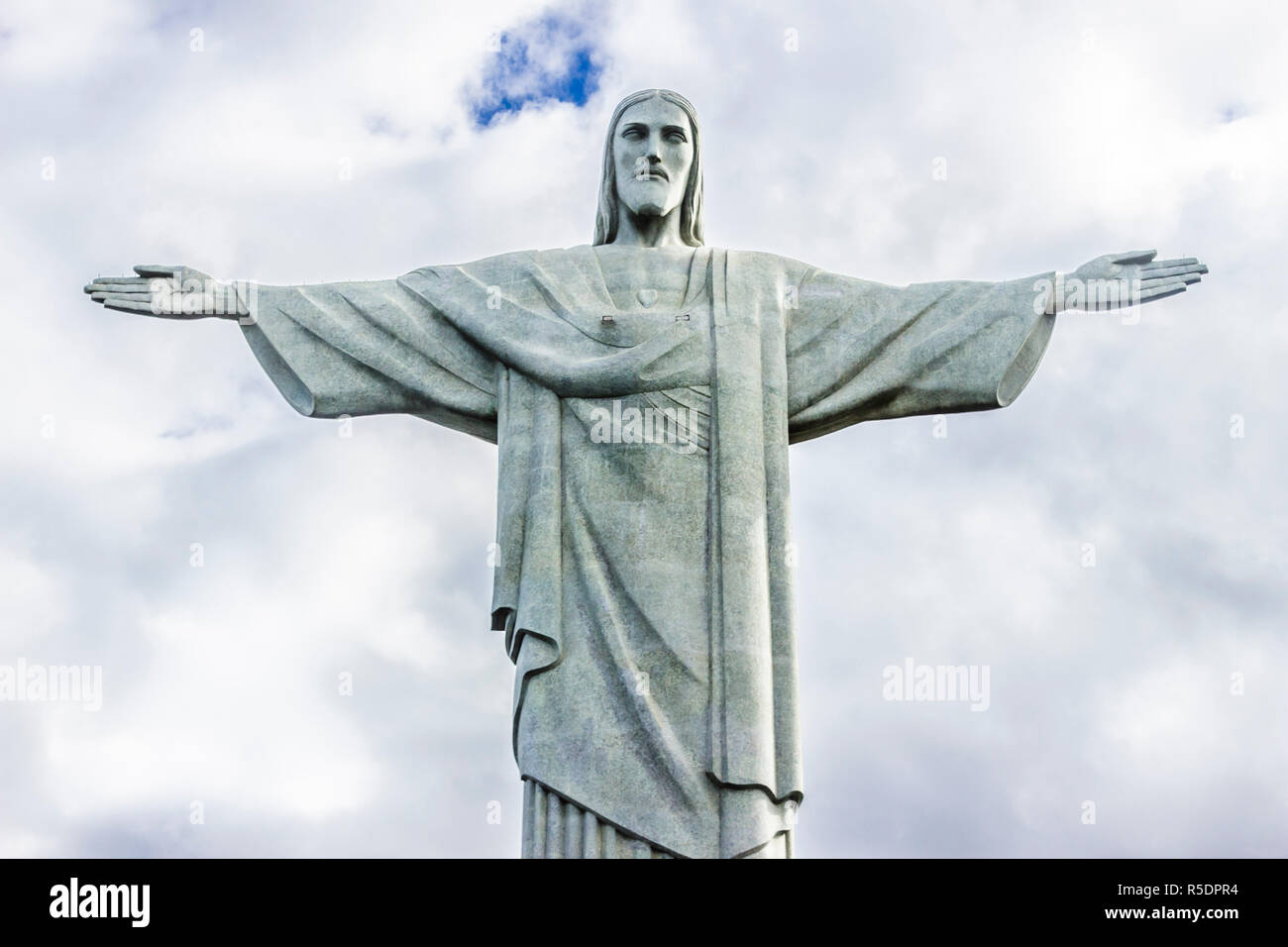 The amazing stone statue of Corcovado Christ the Redeemer at the top of ...