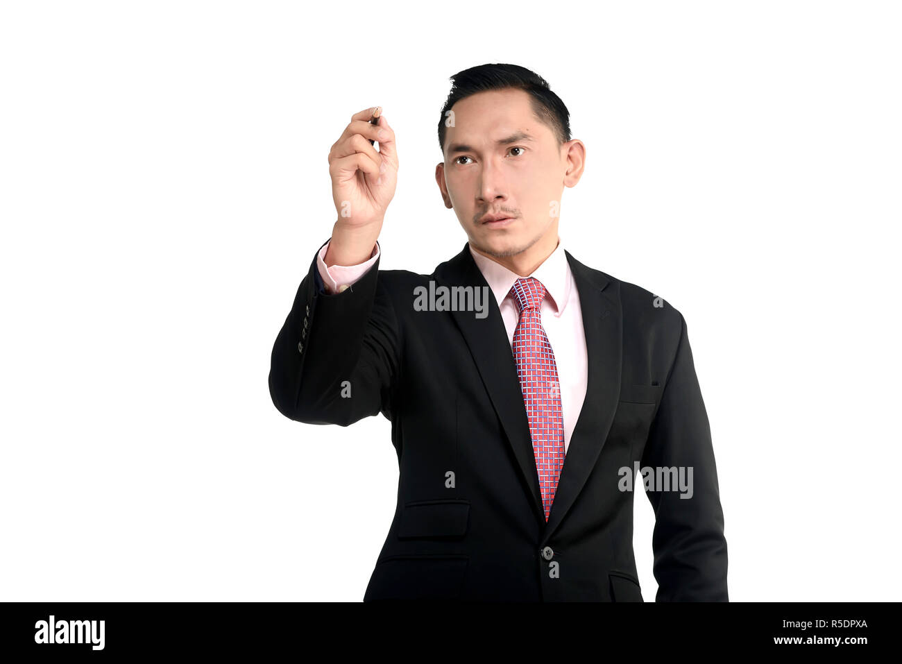 Asian Man Writing Something Stock Photo - Alamy