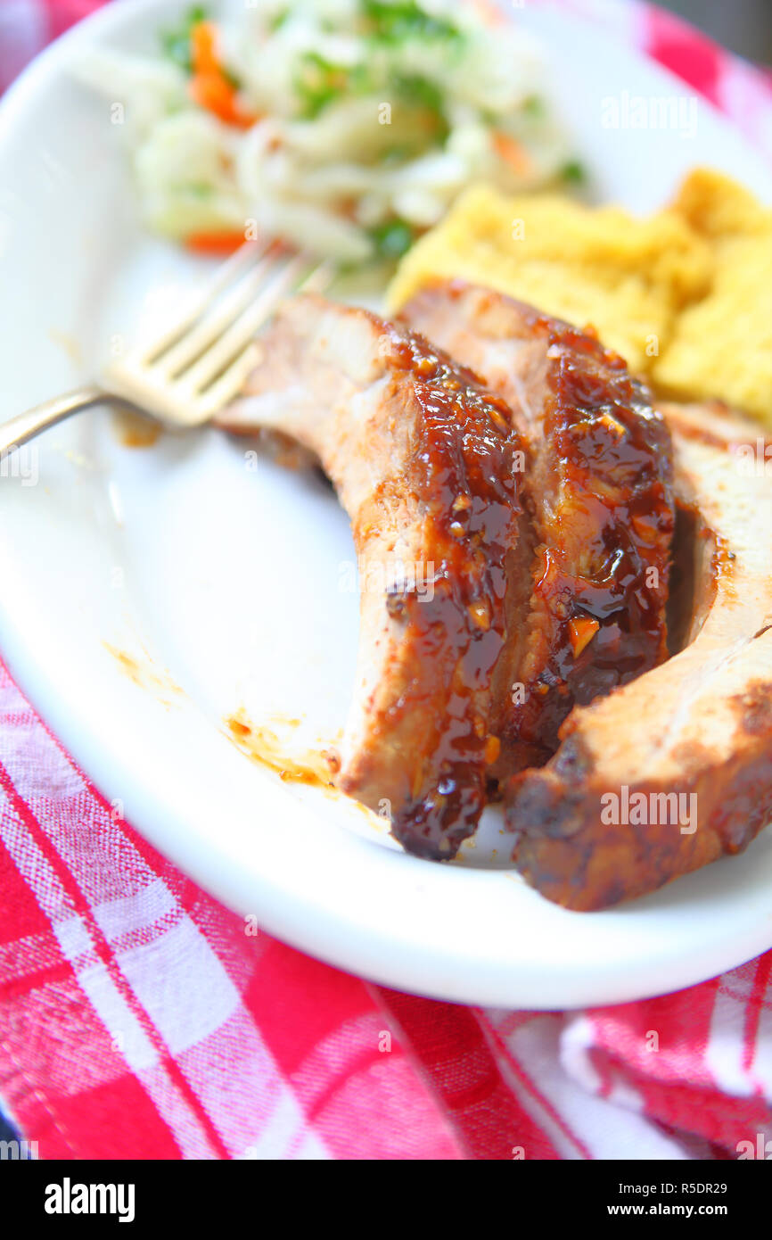 BBQ ribs dinner vertical Stock Photo - Alamy
