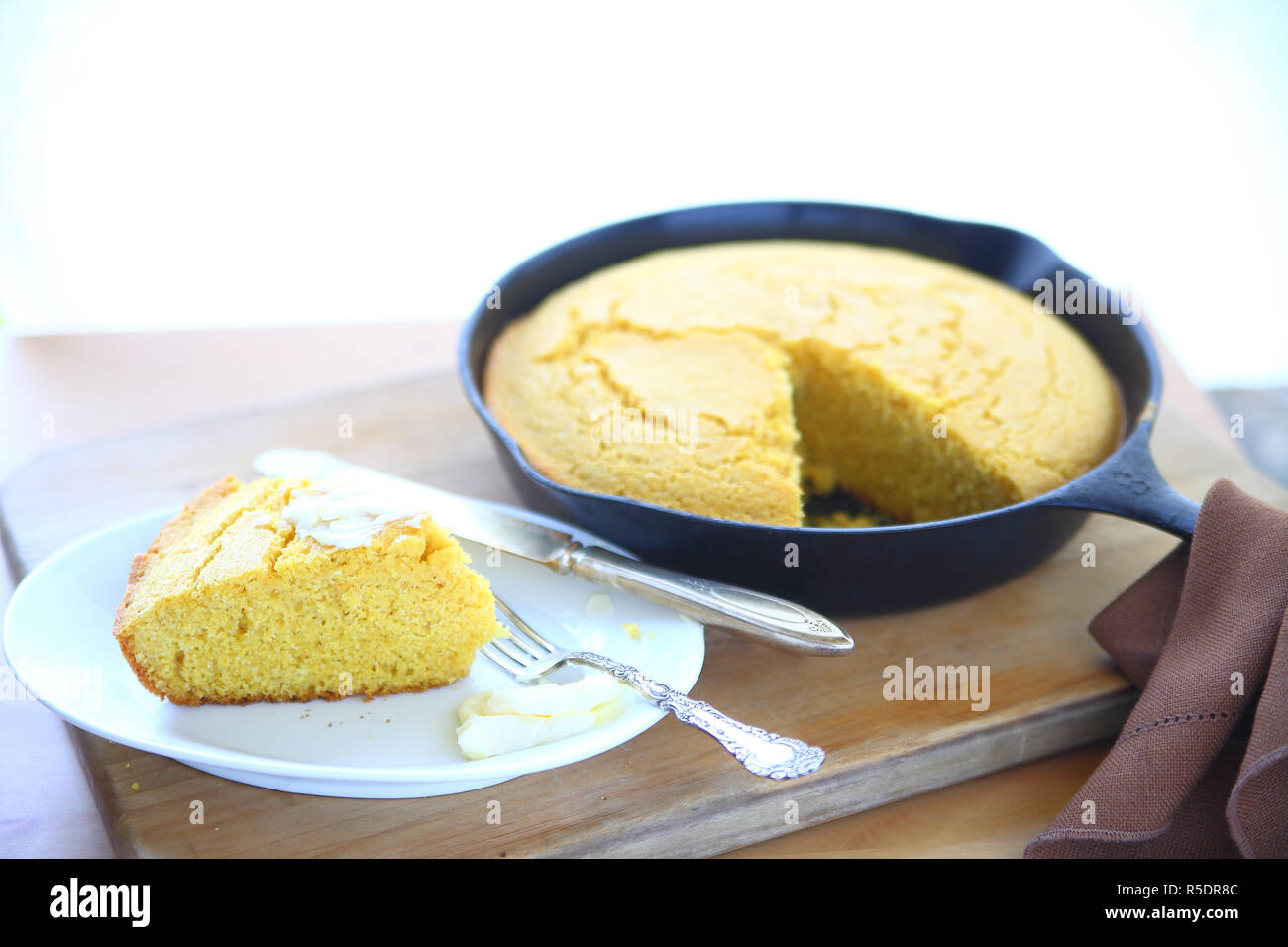 Skillet cornbread, piece cut Stock Photo - Alamy