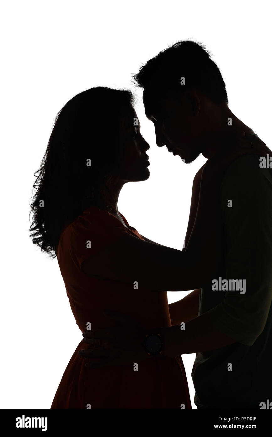 Silhouette Man And Woman Stock Photo - Alamy