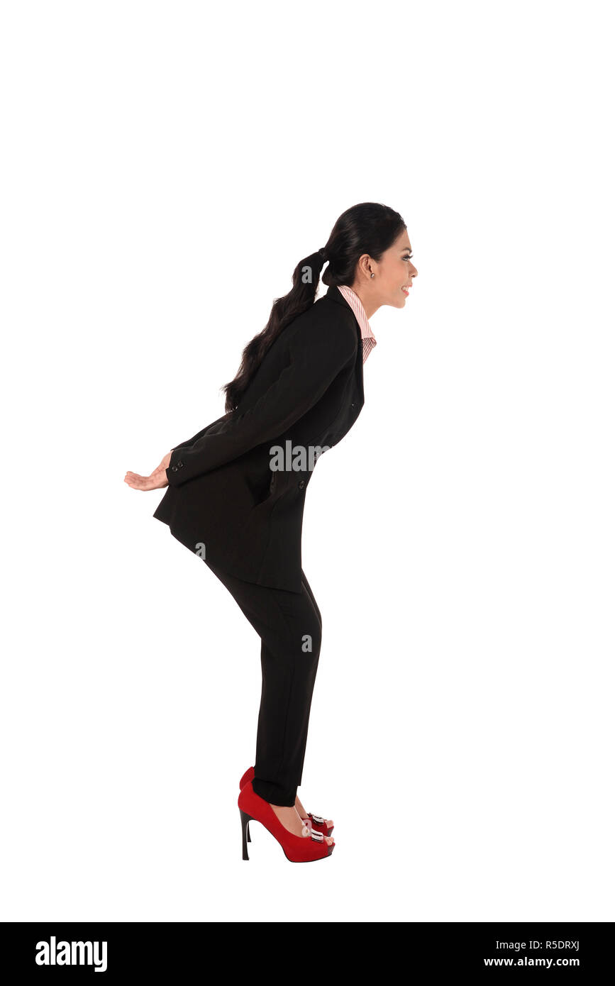 Asian young guy carry or take something, full length model isolated on ...