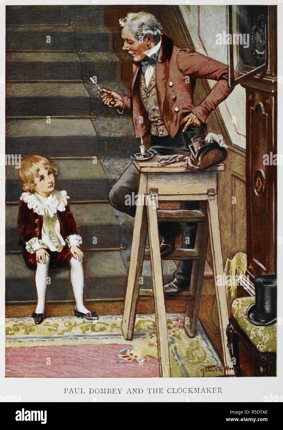 'Paul Dombey and the clockmaker'. Illustration for 'Dombey and son ...