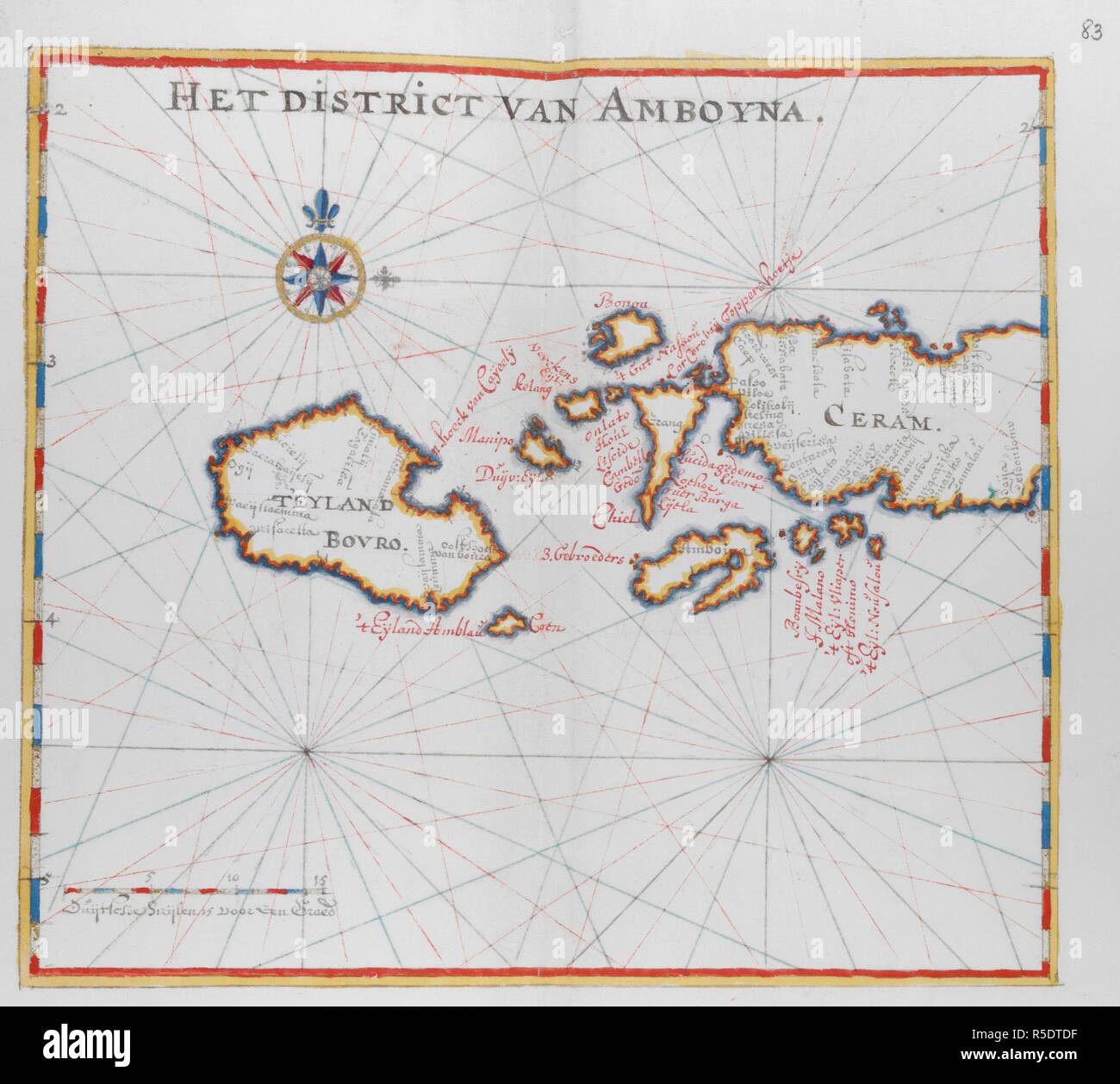 Map showing the islands of Bouro and Ceram (Seram), Indonesia. DUTCH ...