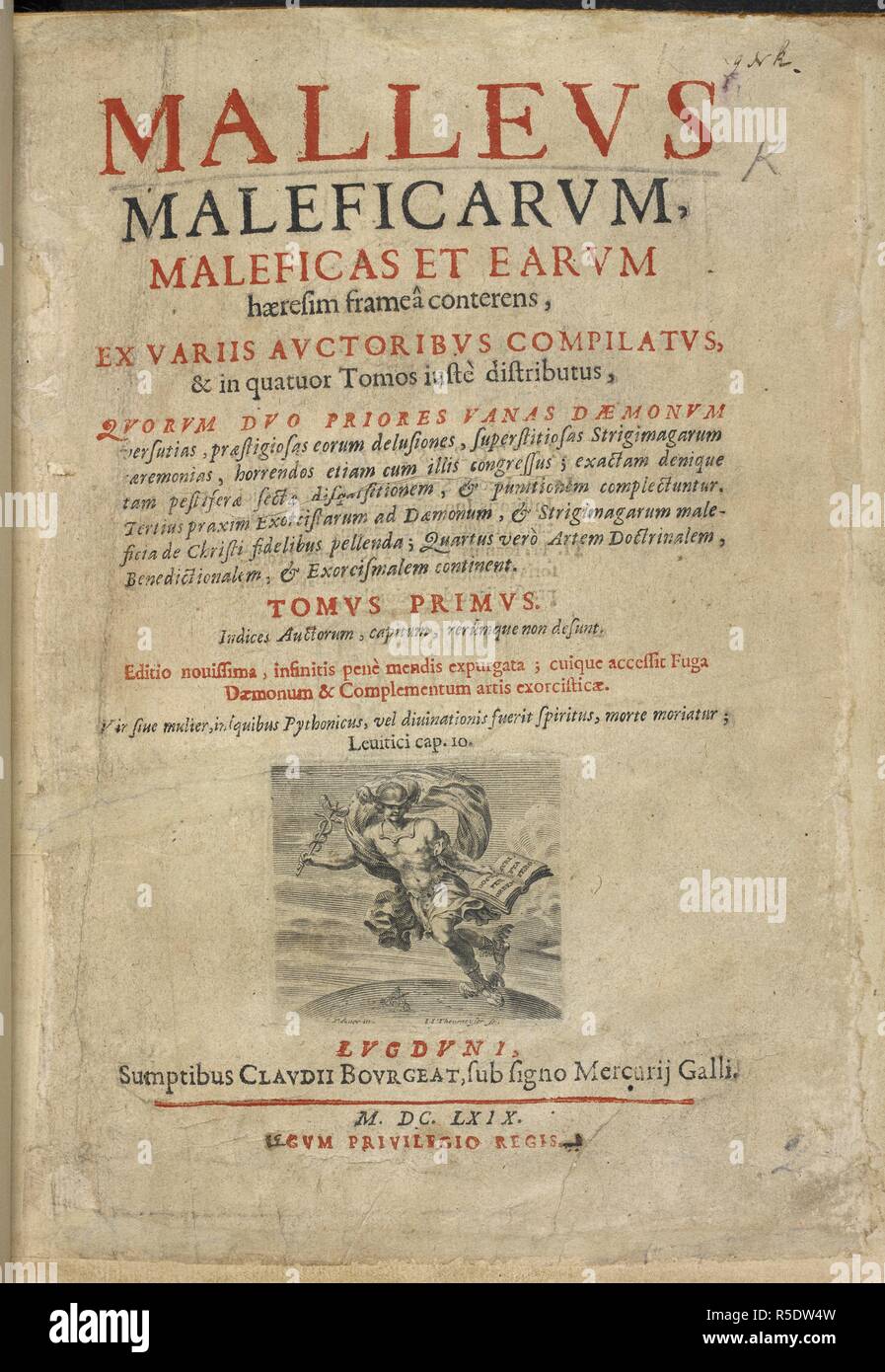 Title page with an engraving. Malleus Maleficarum in tres divisus ...