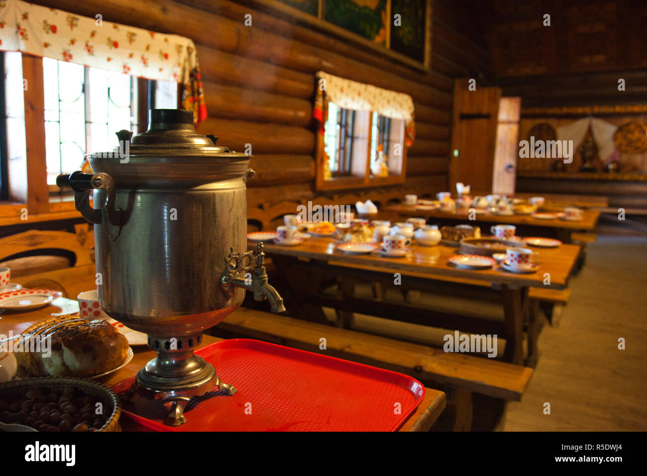 Russia, Black Sea Coast, Sochi-area, Dagomys, traditional Russian tea ...