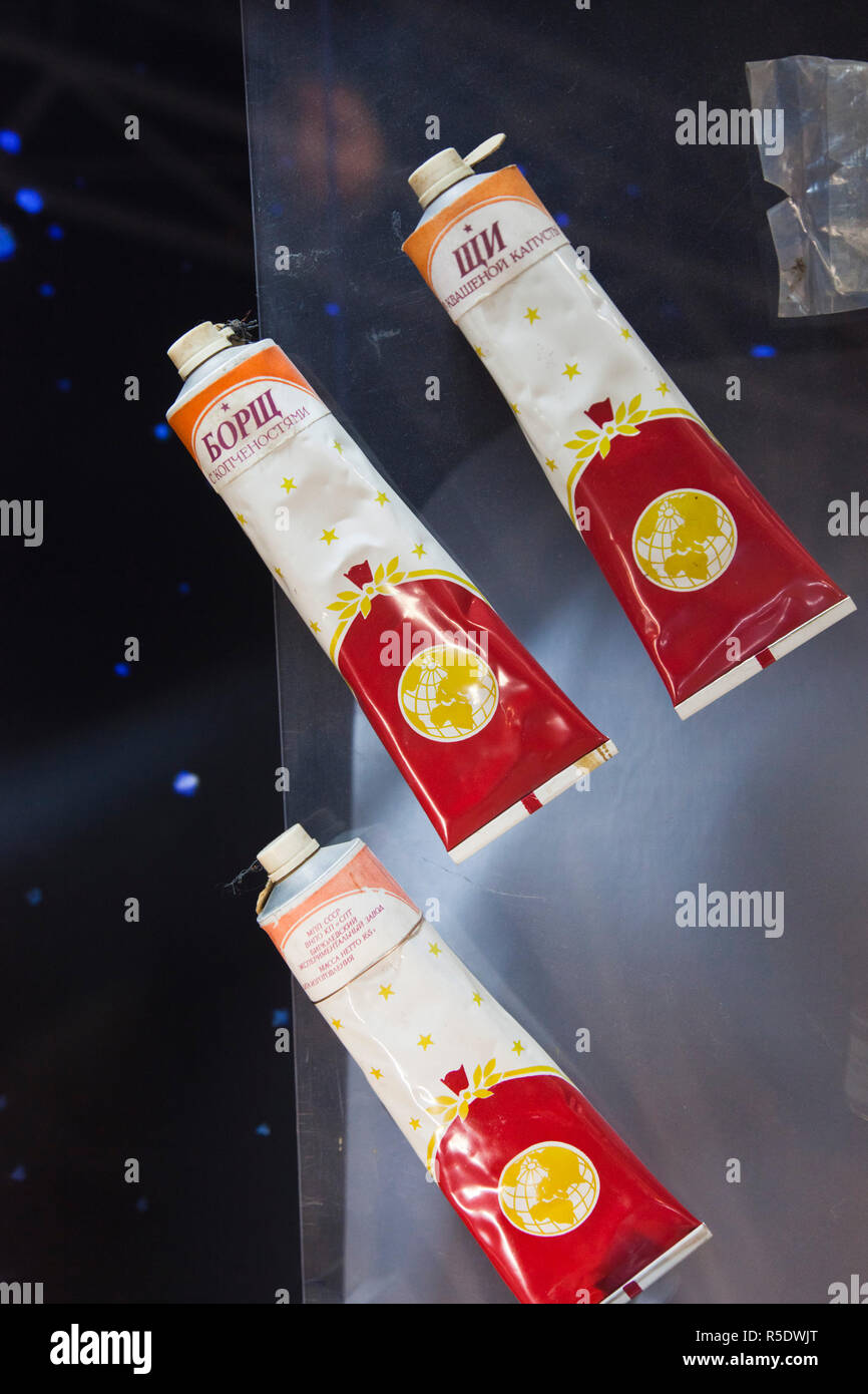 Russia, Black Sea Coast, Sochi, containers of borscht taken into space ...