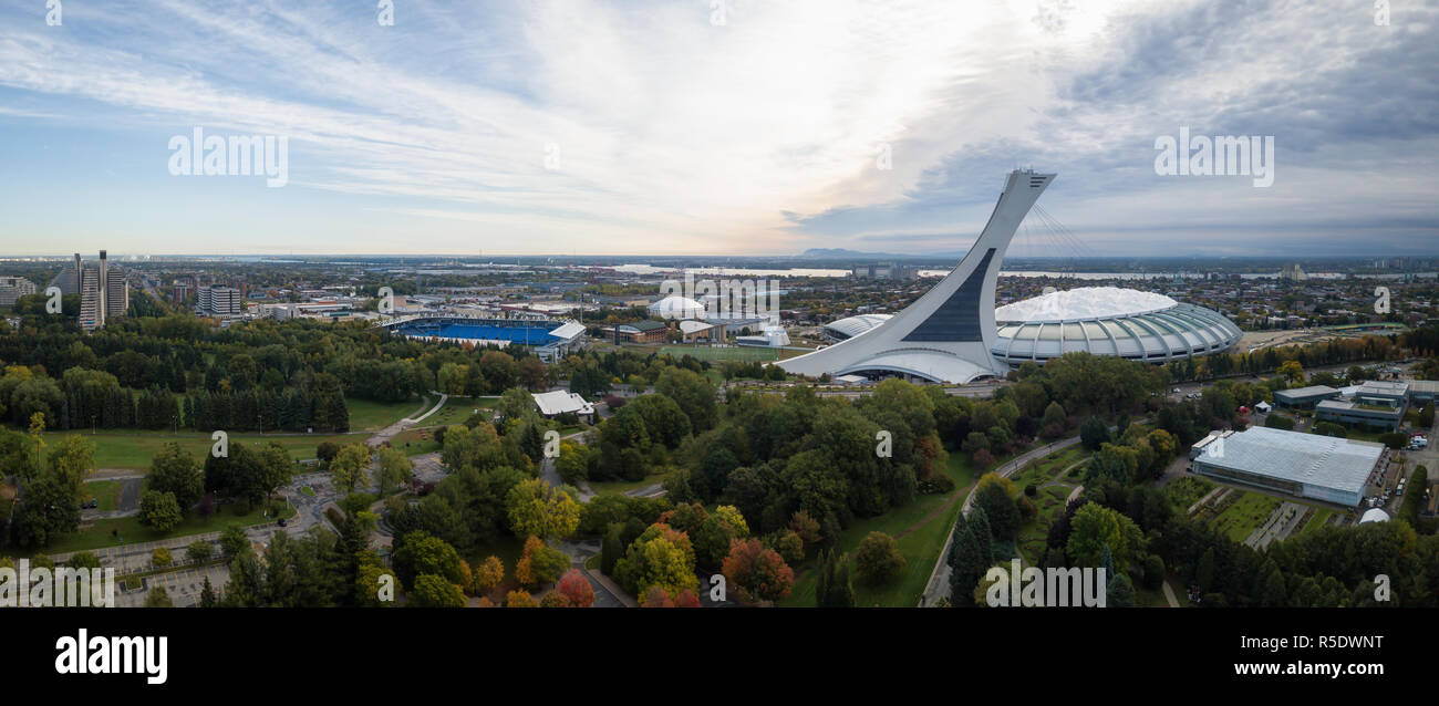 Aerial panoramic view of a modern cityscape during a vibrant day during ...