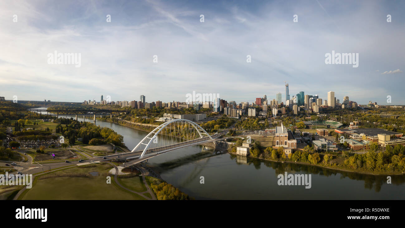 Aerial panoramic view of the beautiful modern city during a sunny day ...