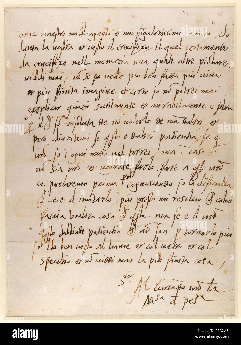 Letter to Michelangelo. Italy; circa 1537-1547. [Whole folio] Letter ...