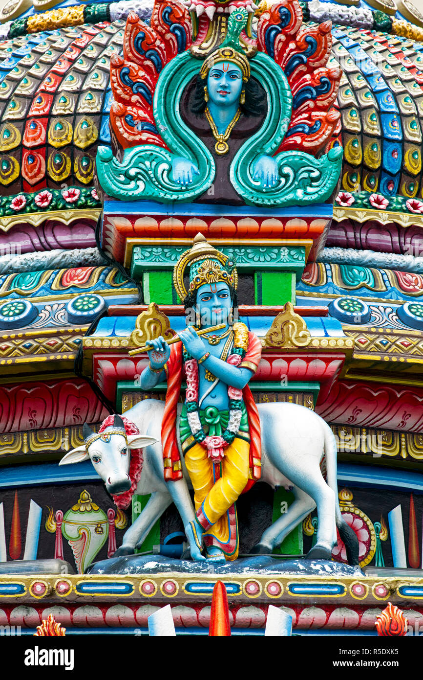 Close up of the Gopuram of the Sri Mariamman Temple in Singapore. A ...