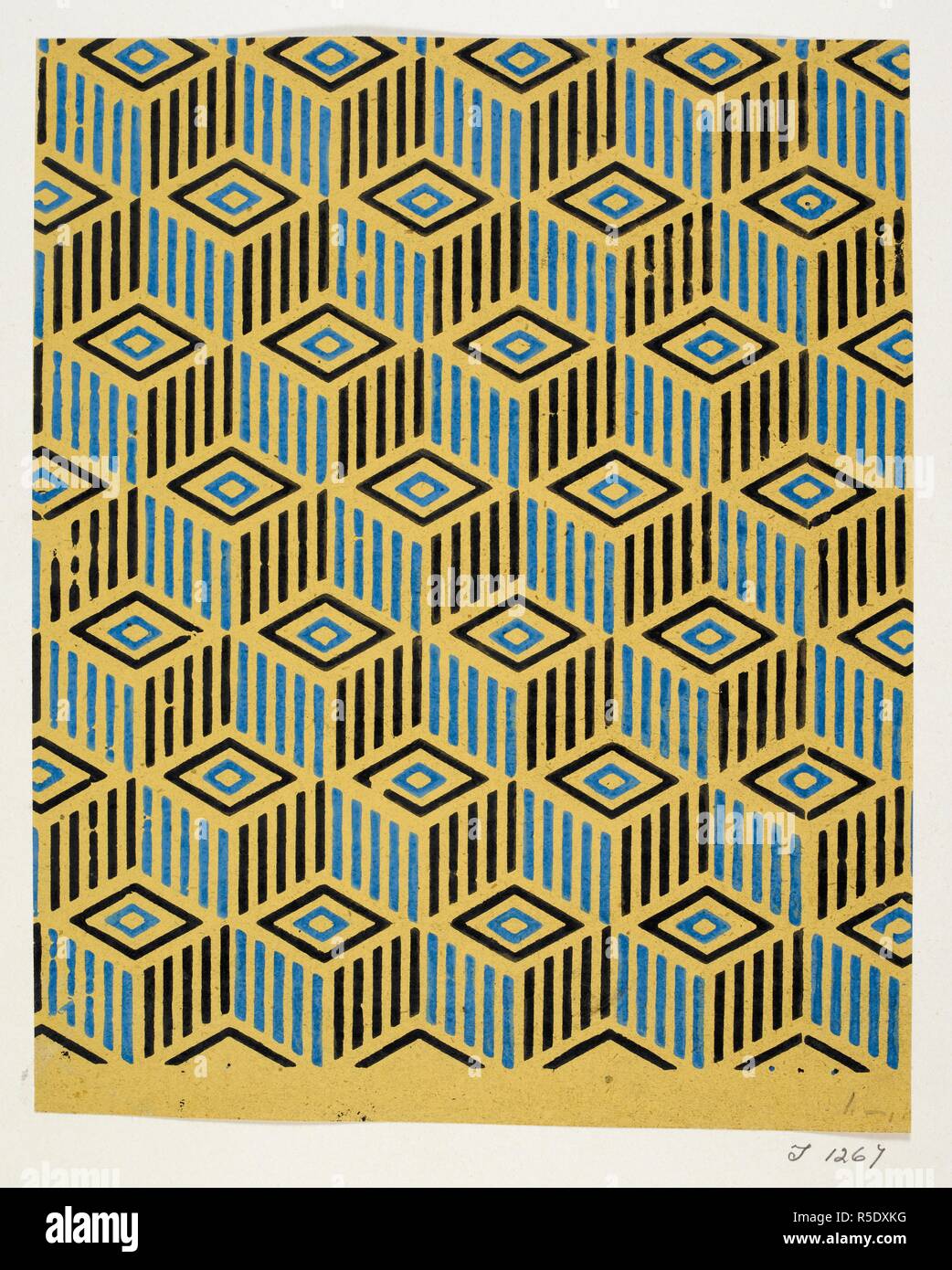 Blockprint design on a yellow background. 1830 - 1870. Source: Hirsch J ...