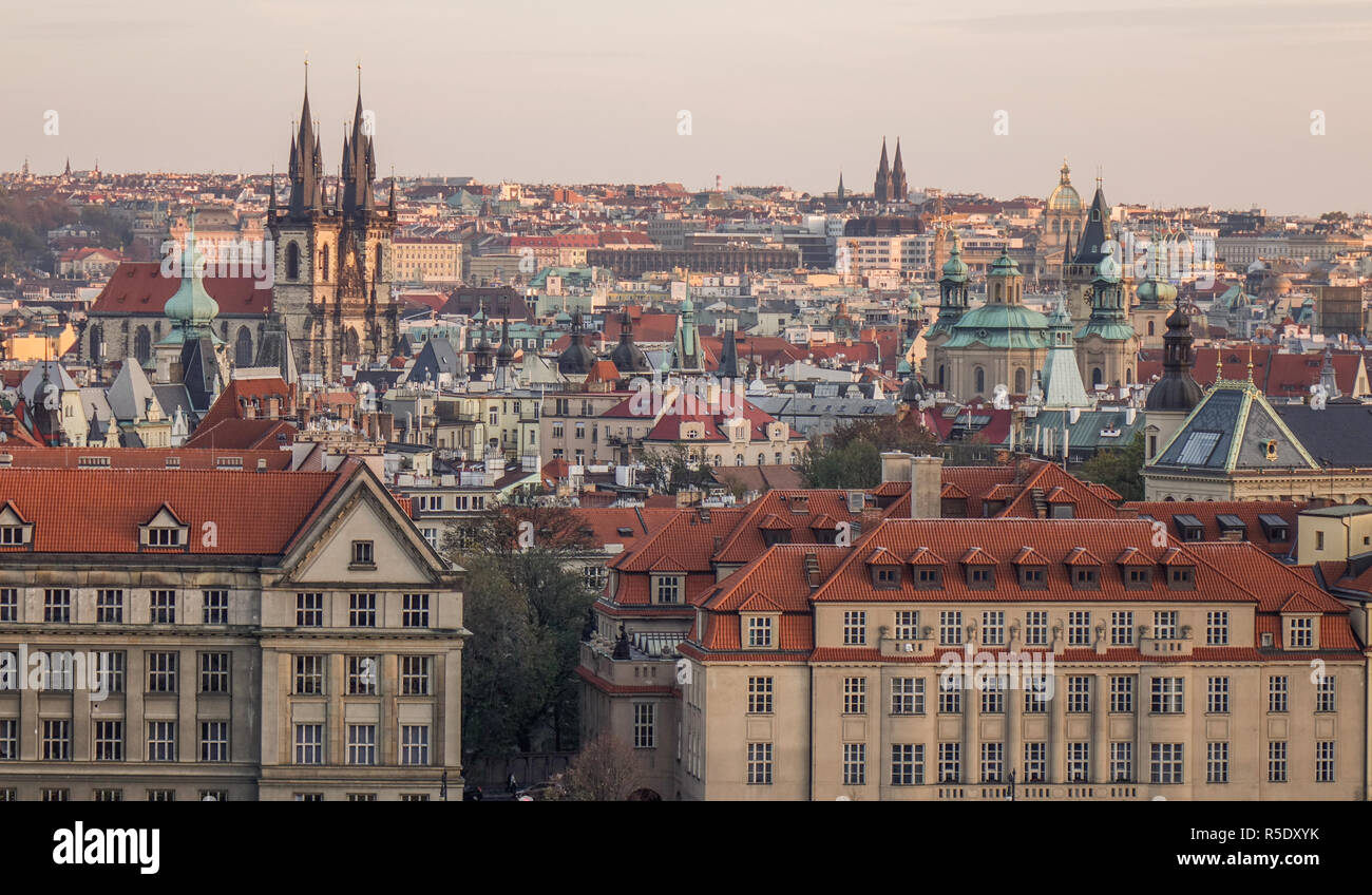 Aerial view of Prague, Czechia. Prague is the 14th largest city in ...