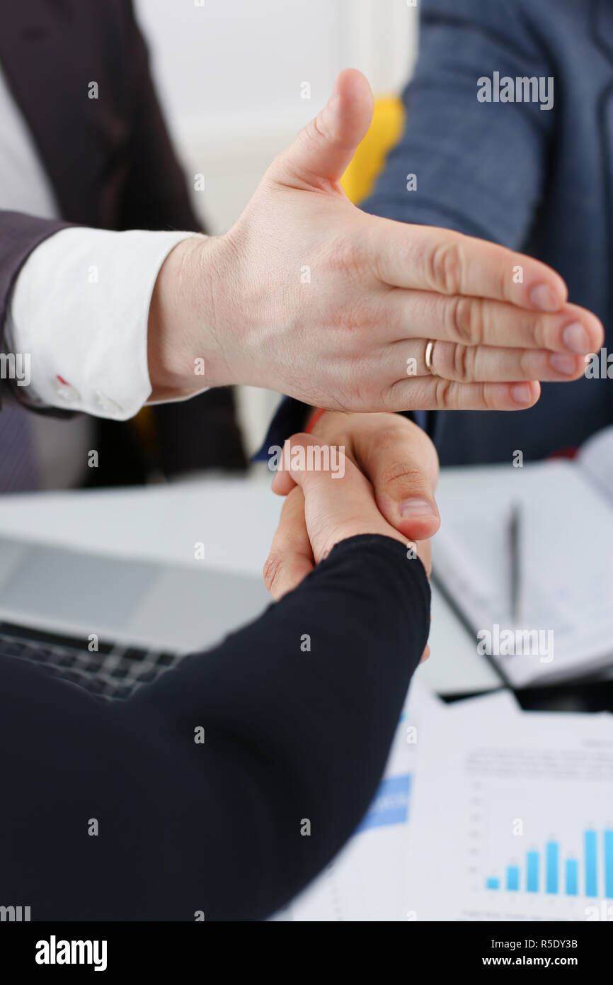 young happy businessmen have meeting in office argue with each other ...