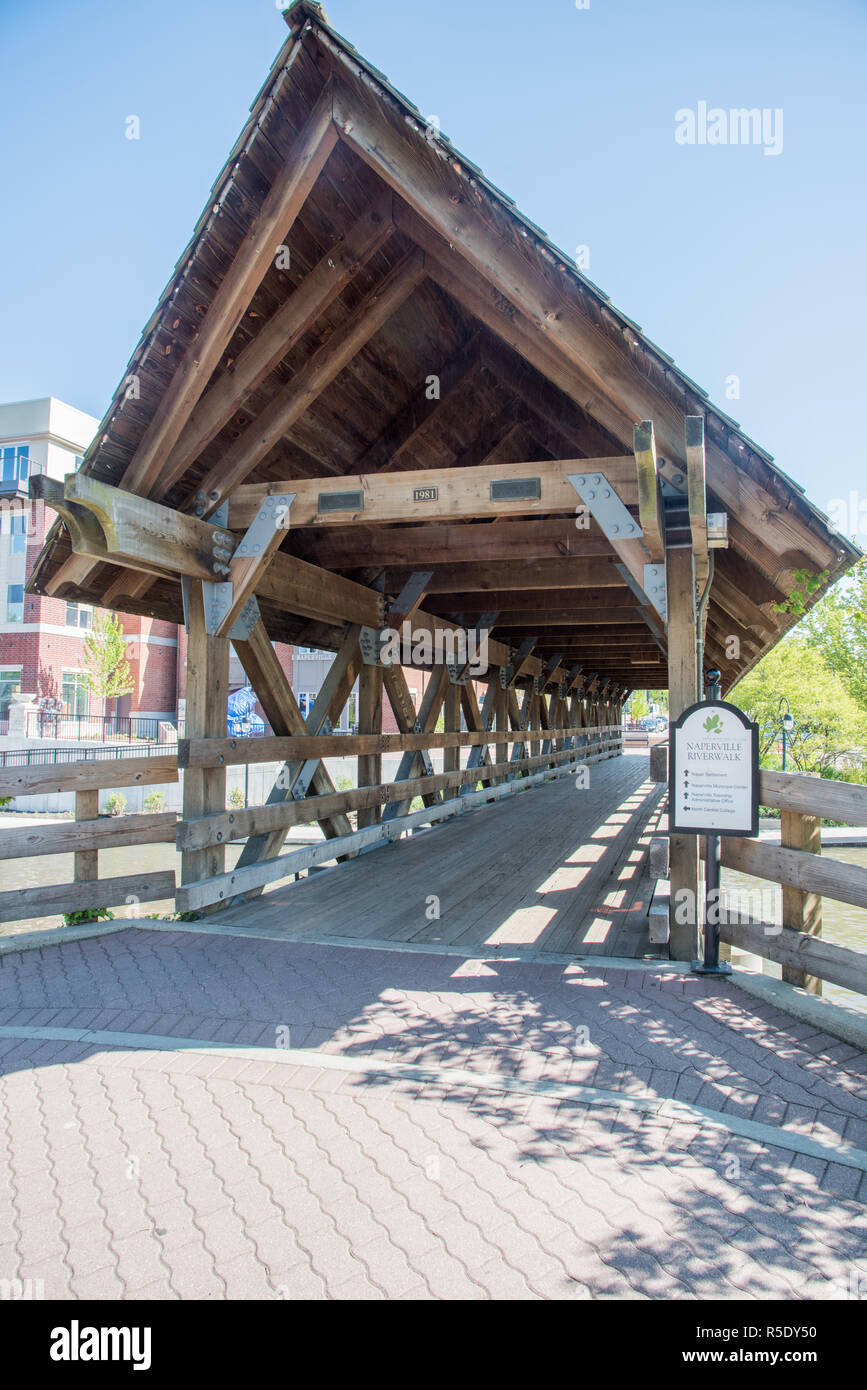 Naperville, Illinois, United States-May 6,2017: Sign and famous covered ...
