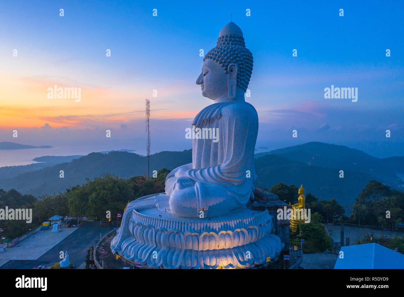 scenery aerial photography sunrise at Phuket big Buddha. Phuket Big ...