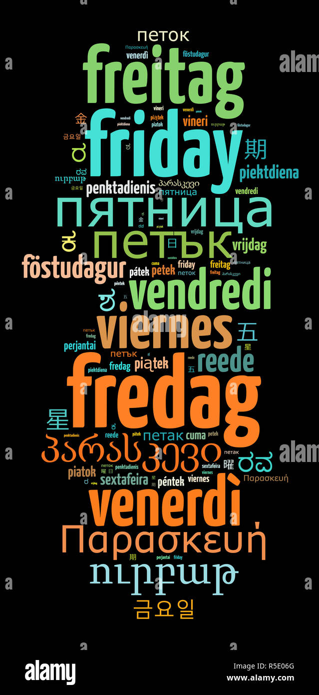 Word Friday in different languages Stock Photo - Alamy