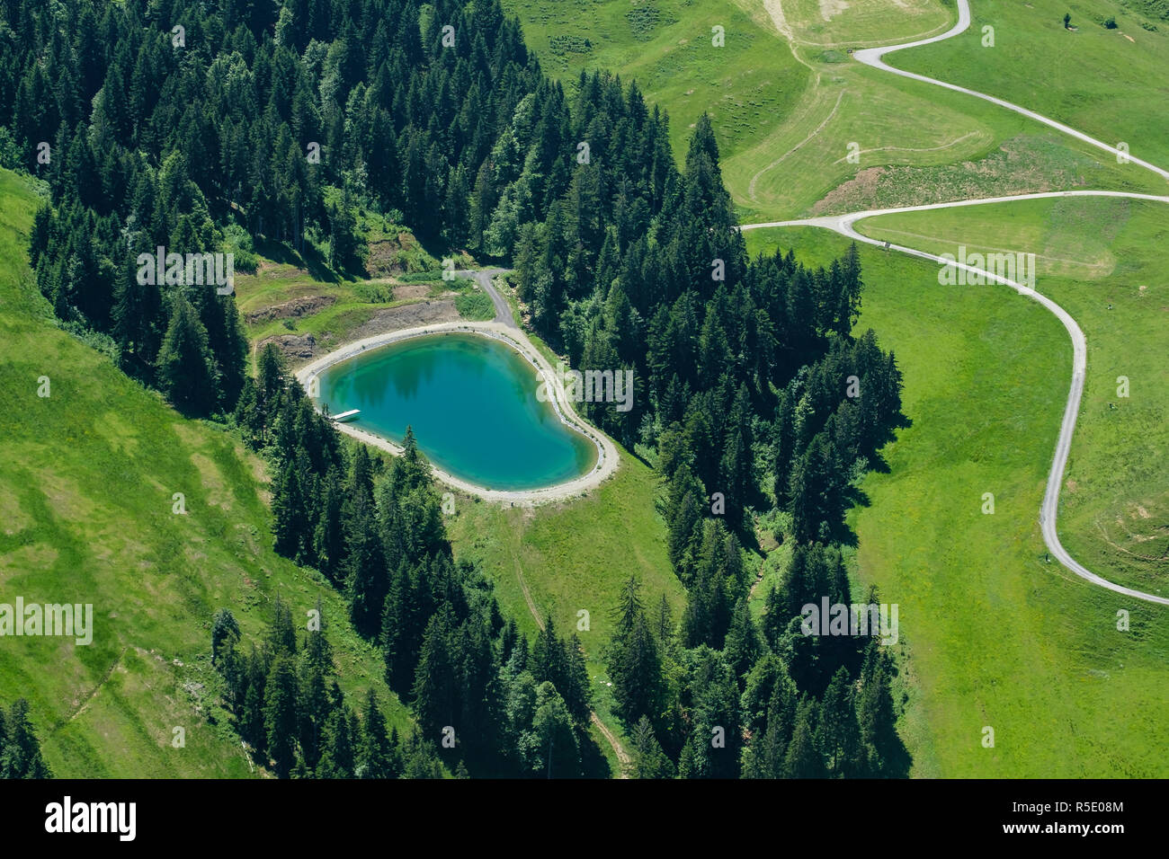 collected water in a water basin for snow cannons in winter Stock Photo ...