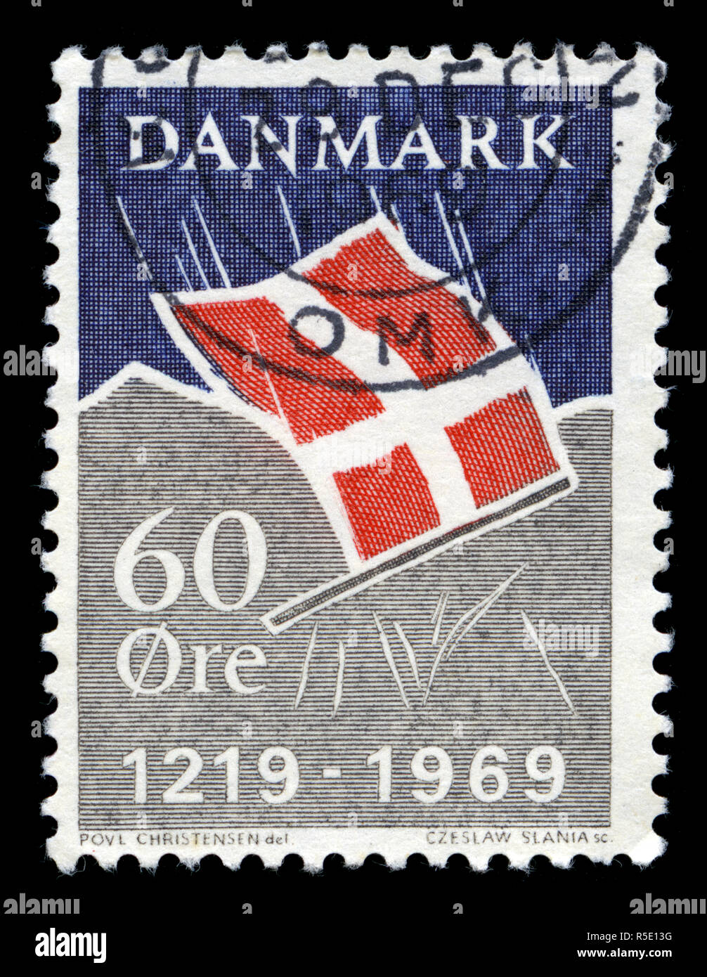Postage stamp from Denmark in the Flag series issued in 1969 Stock ...