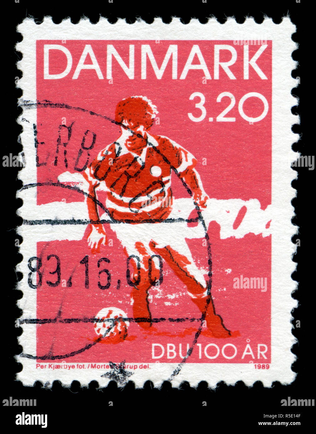 Postage stamp from Denmark in the Danish Football Association series ...
