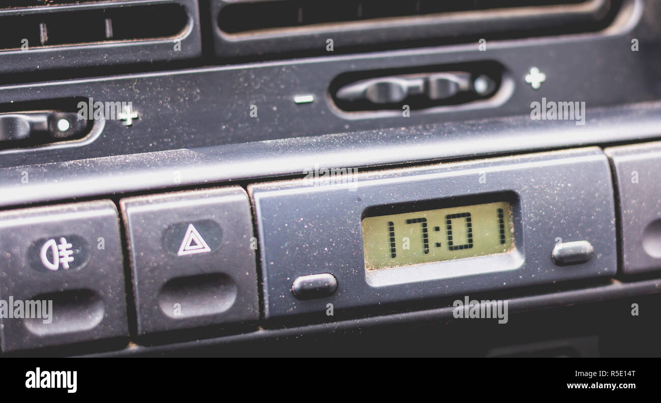 Old car dashboard of the 90's Stock Photo - Alamy