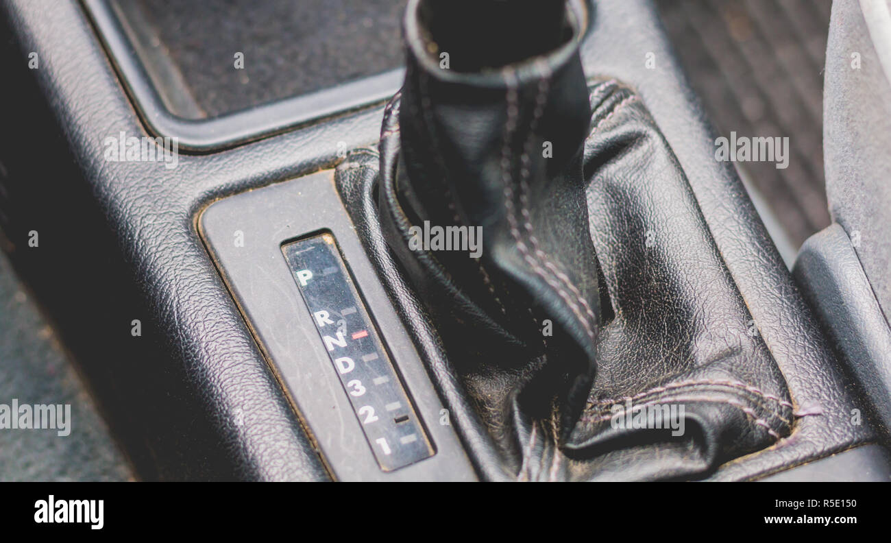 Old automatic speed shifter on a car of the 90s Stock Photo - Alamy