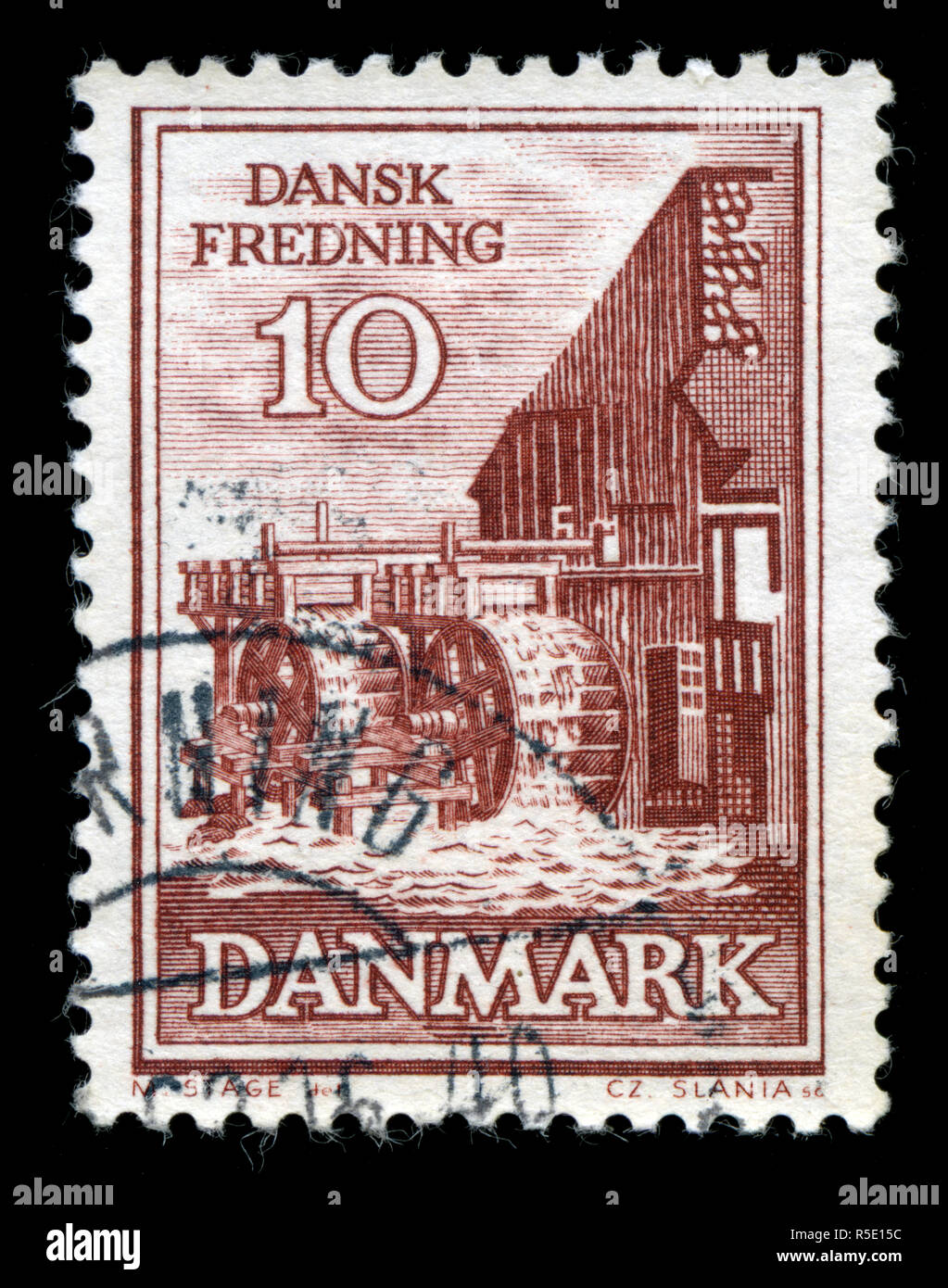 Postage stamp from Denmark in the Mill privileges series issued in 1962 ...