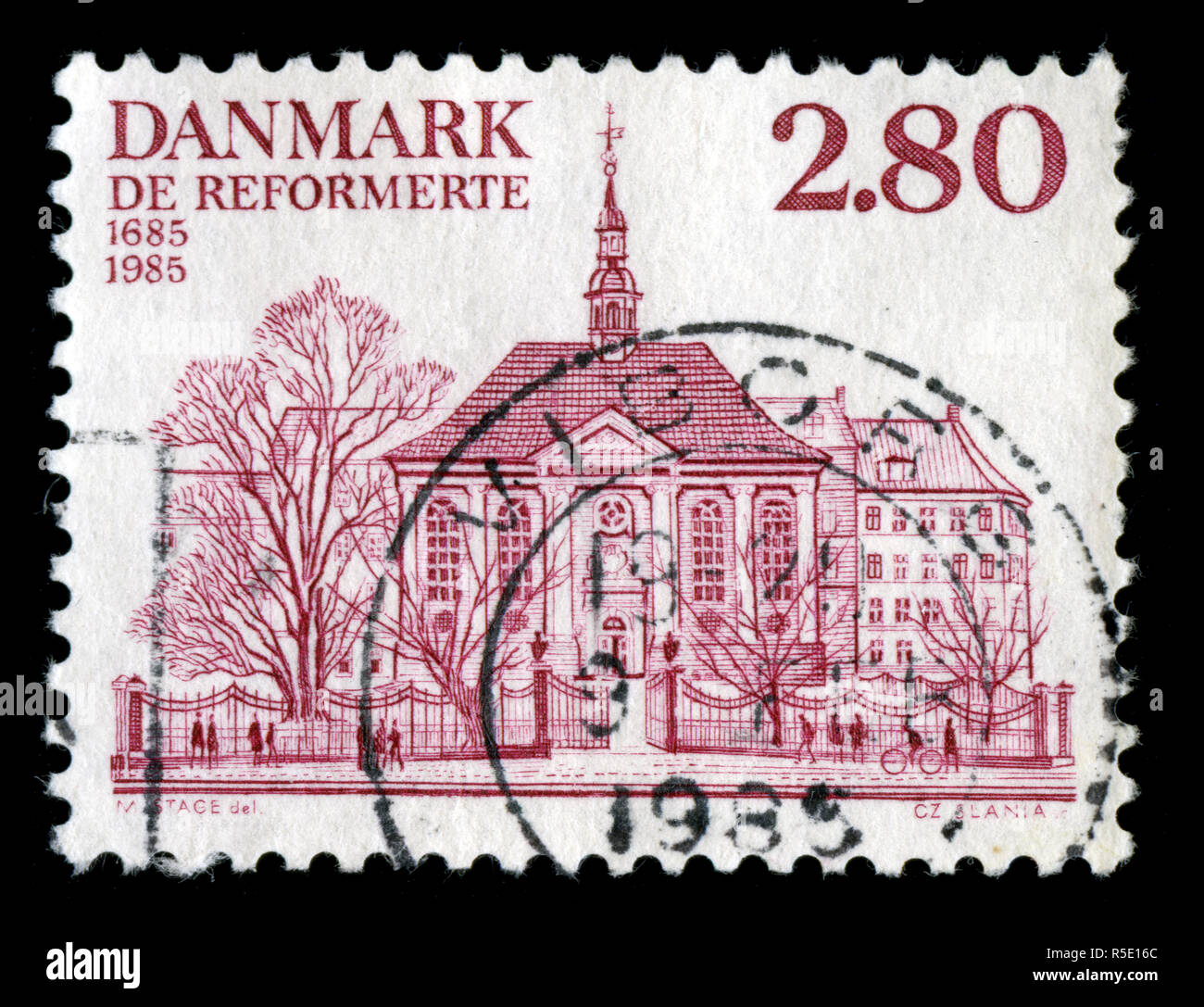 Postage stamp from Denmark in the French and German reformed church ...