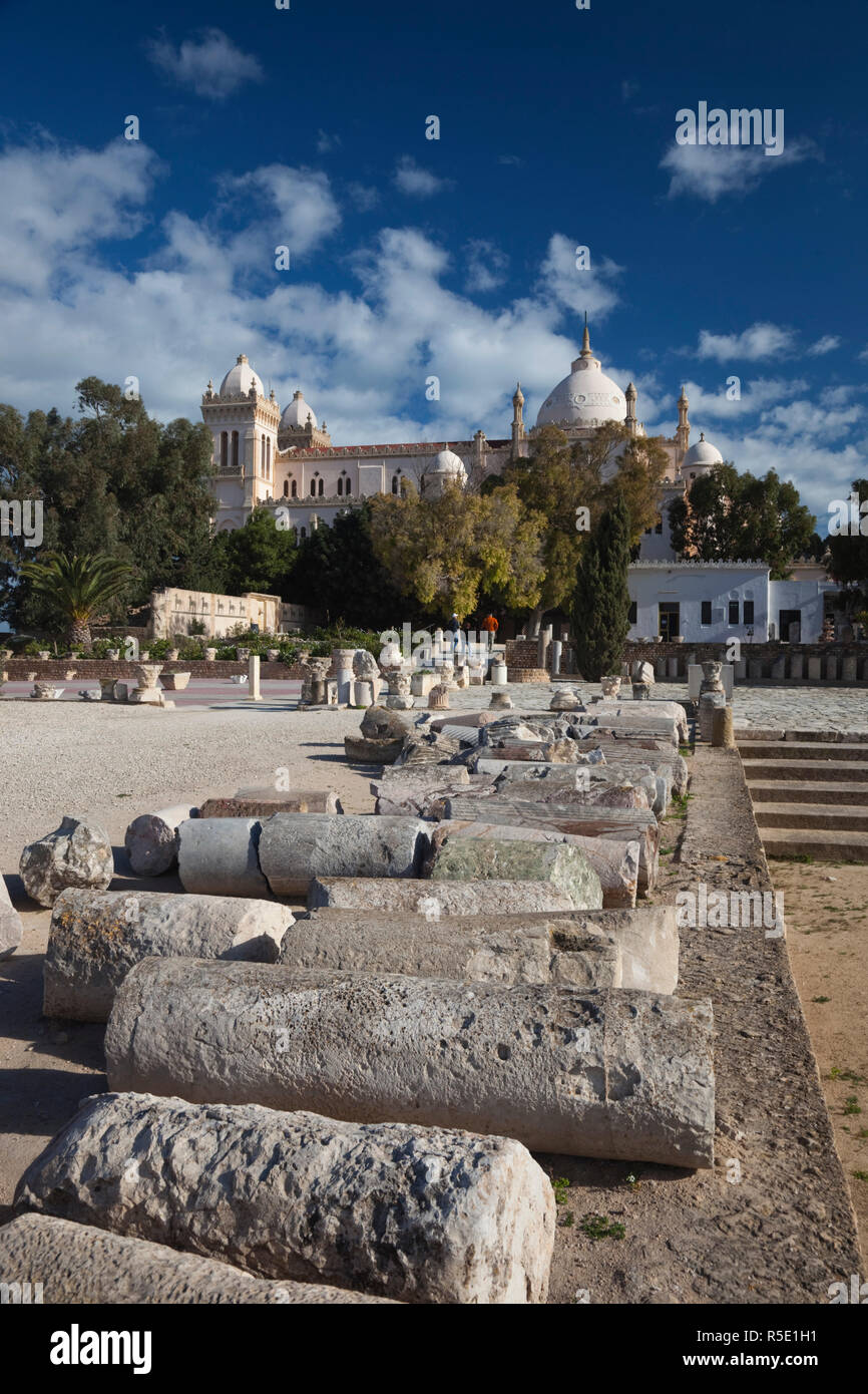 Tunisia, Tunis, Carthage, Byrsa Hill, L' Acropolium, b. 1884 and Roman ...