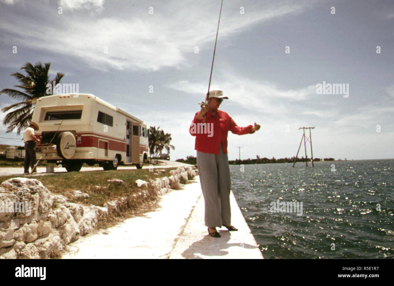 A Retired Couple From California Stop to Fish Off Embankment at Spanish ...