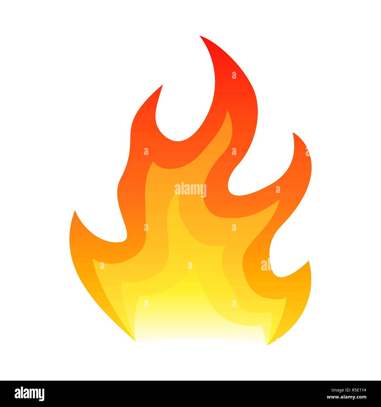 Red fire flat icon isolated on white background for danger concept or ...