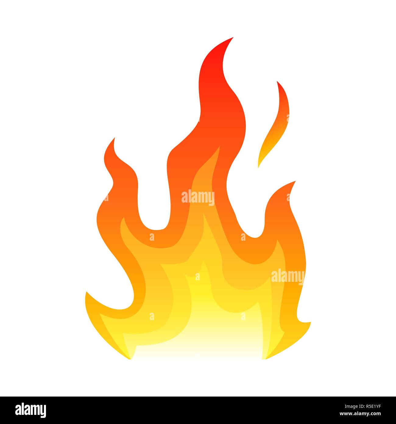Red fire flat icon isolated on white background for danger concept or ...