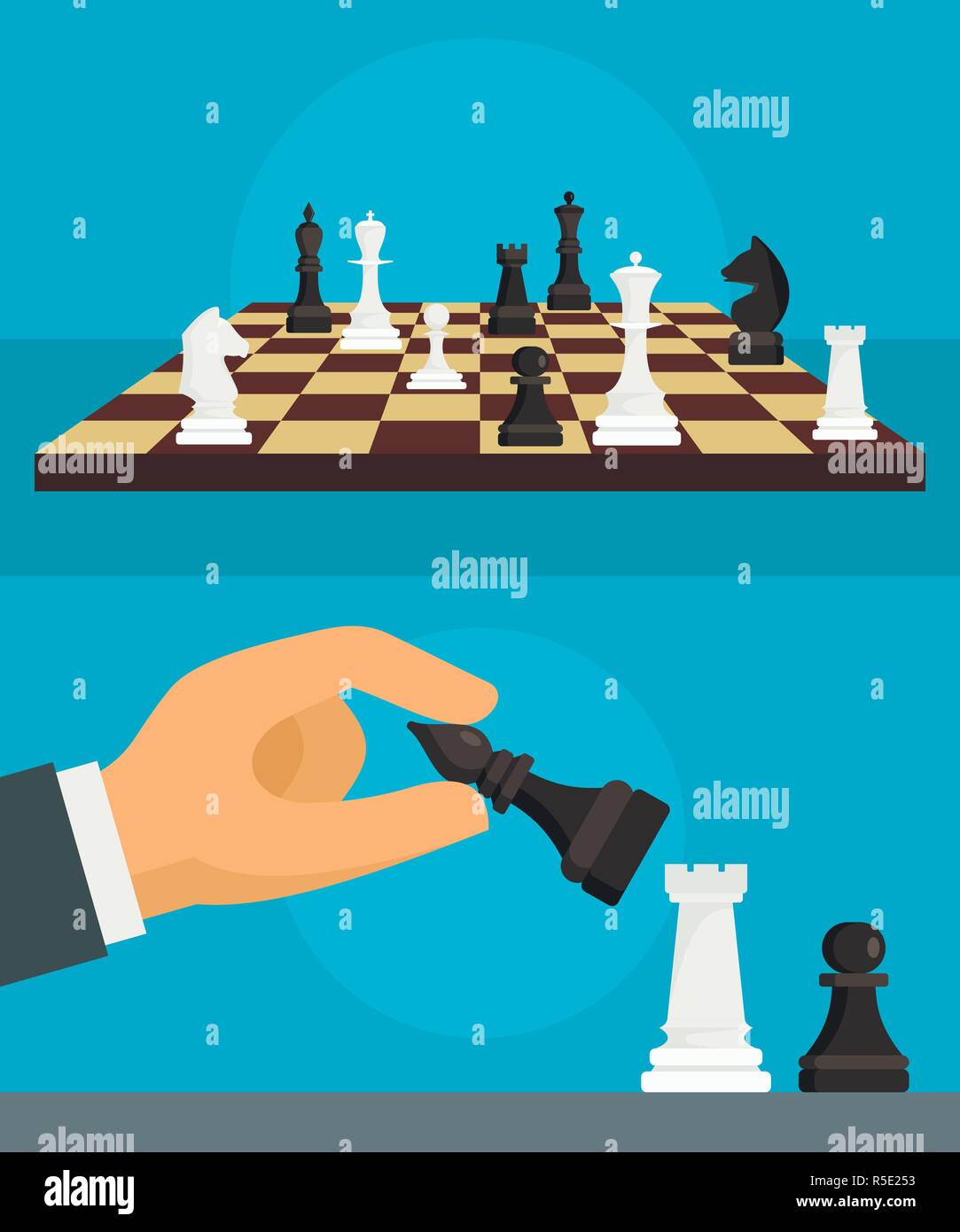 Chess banner set. Flat illustration of chess vector banner set for web ...