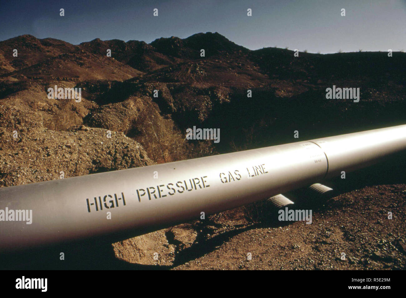 Land section of high pressure gas line that crosses the Colorado River ...