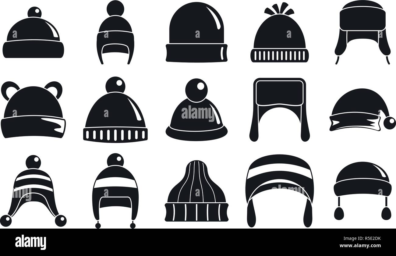 Winter headwear accessory icon set. Simple set of winter headwear ...