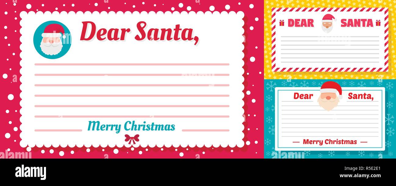 Santa letter banner set. Flat illustration of santa letter vector ...