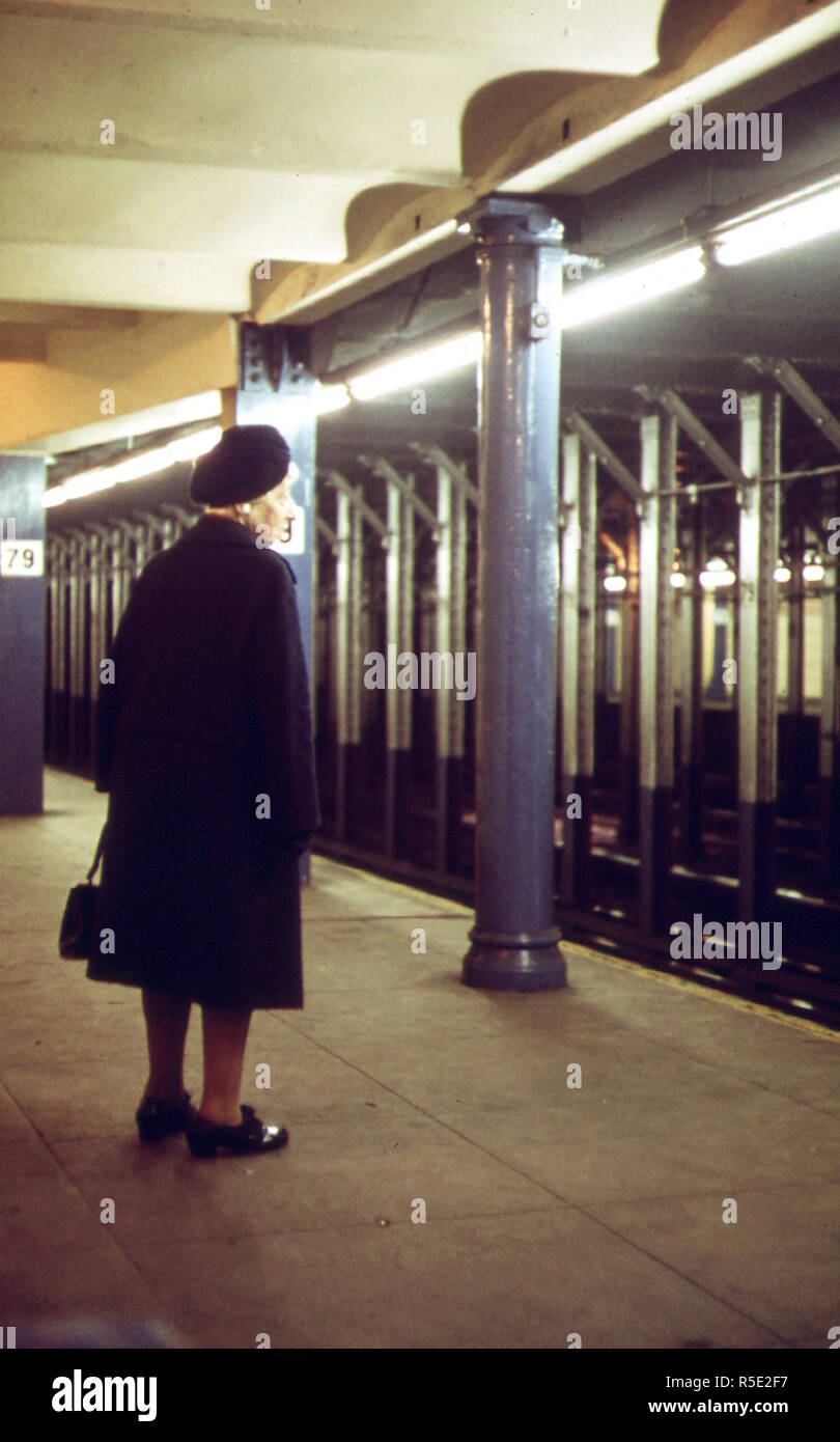 A Woman Waits for A Train at the 79th Street Station. 05/1973 Stock ...