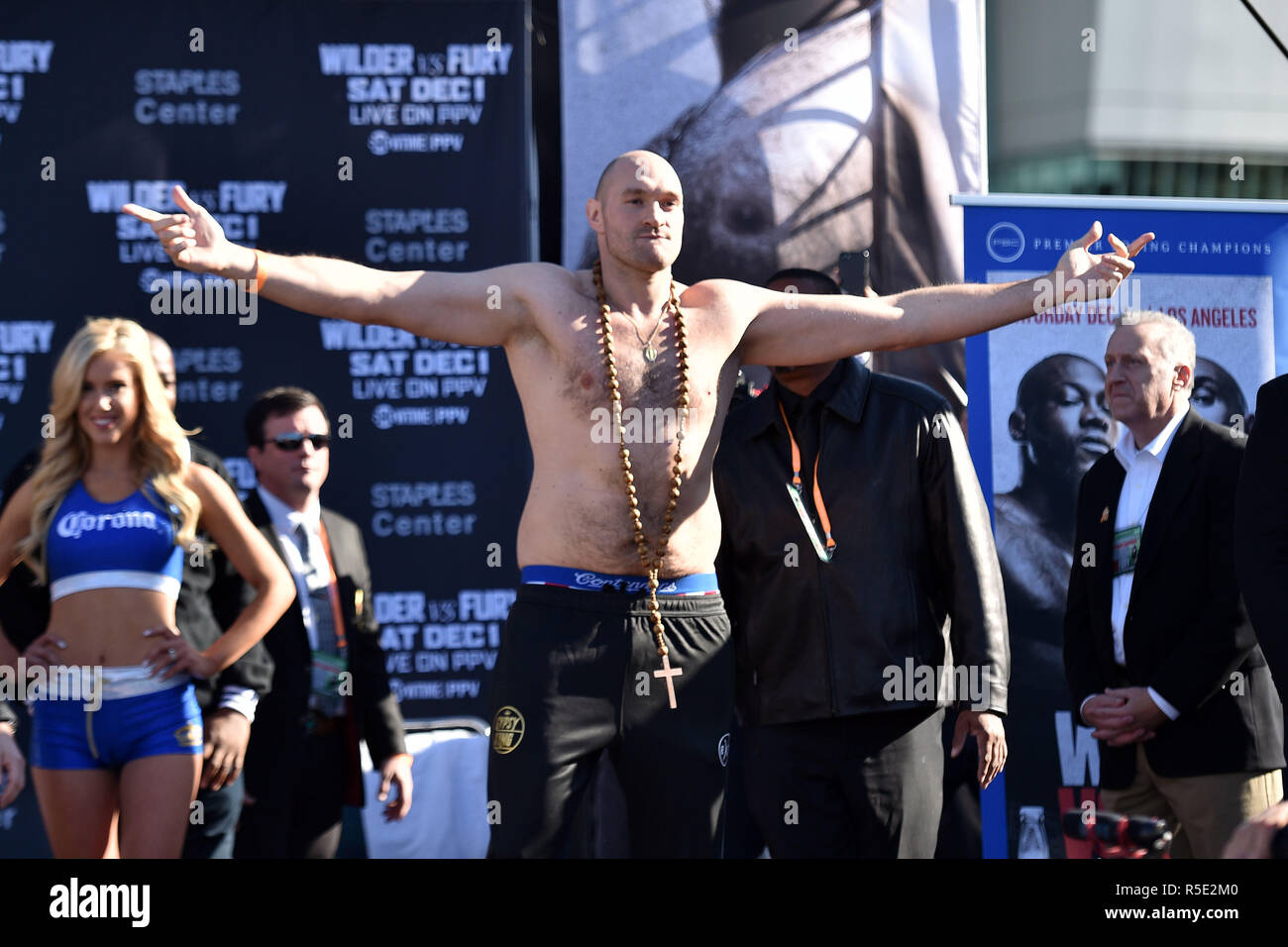 Tyson Fury attends the official weigh-in of the WBC Heavyweight ...