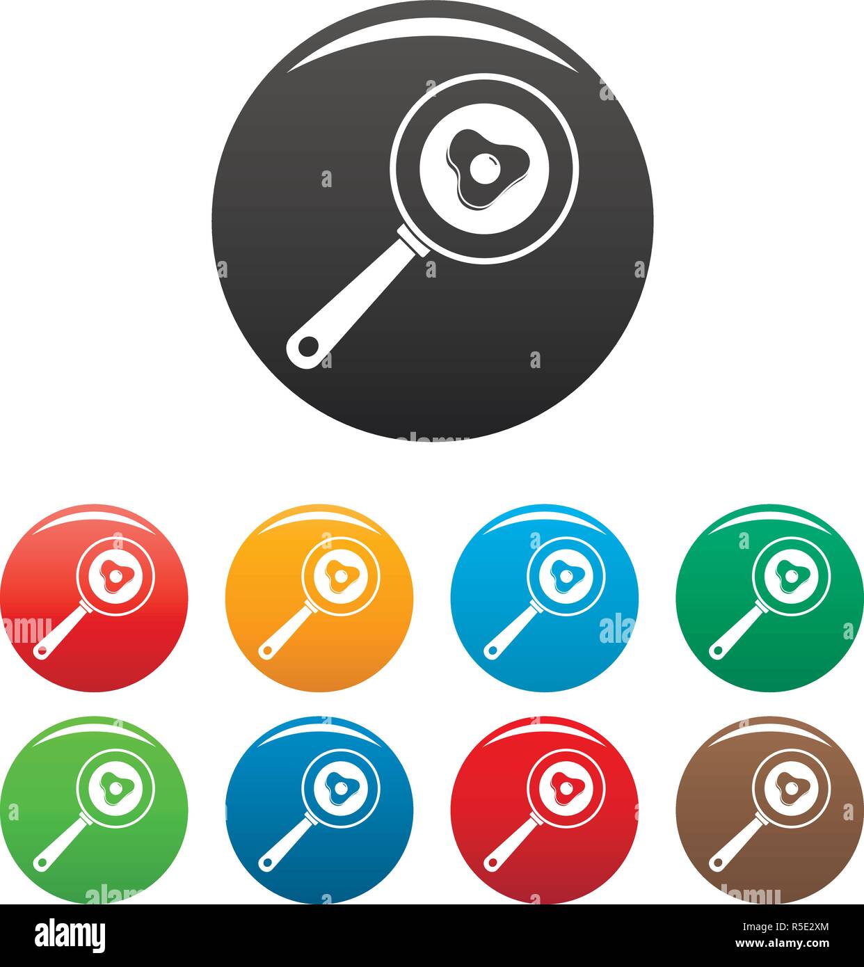 Cooked egg icons set 9 color vector isolated on white for any design ...