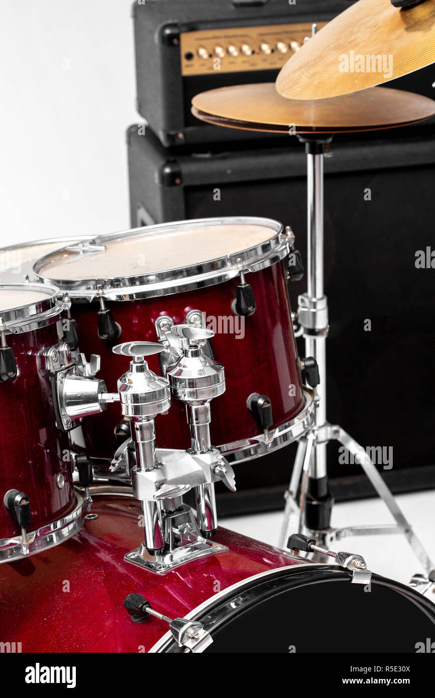 drum set on white background. musical instruments Stock Photo - Alamy