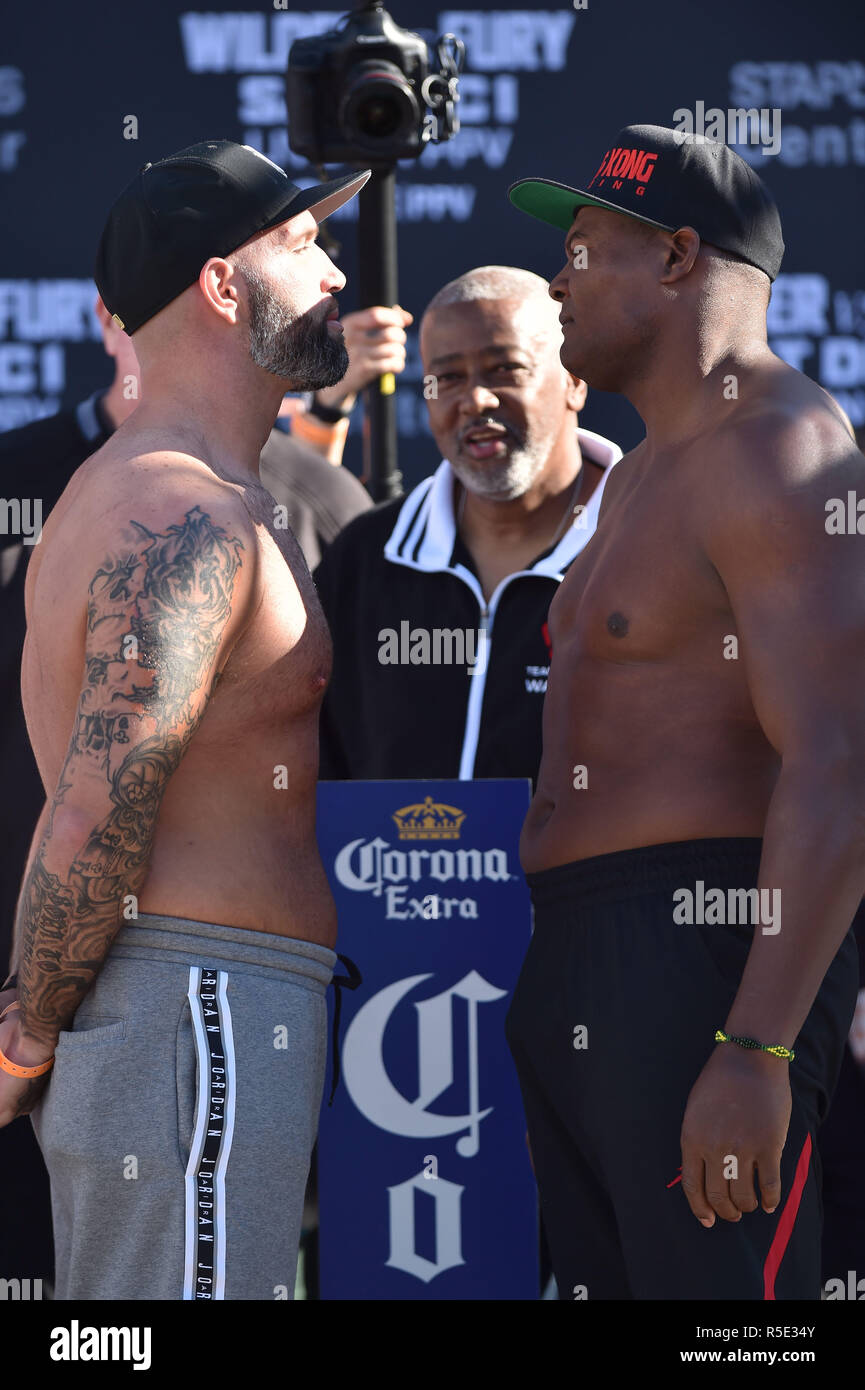 Travis Kauffman and Luis Ortiz attend the official weigh-in of the ...