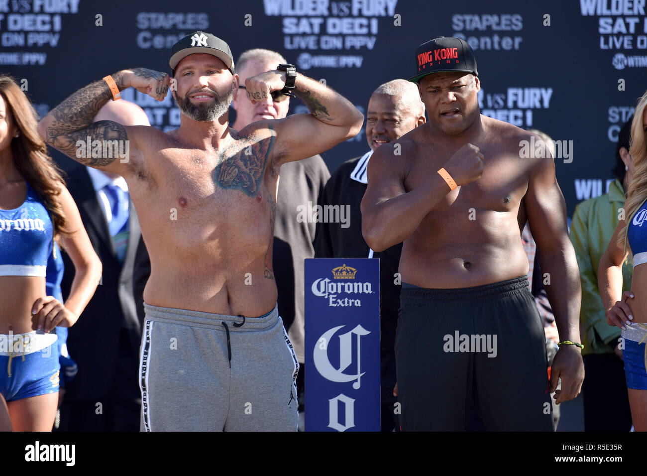 Travis Kauffman and Luis Ortiz attend the official weigh-in of the ...