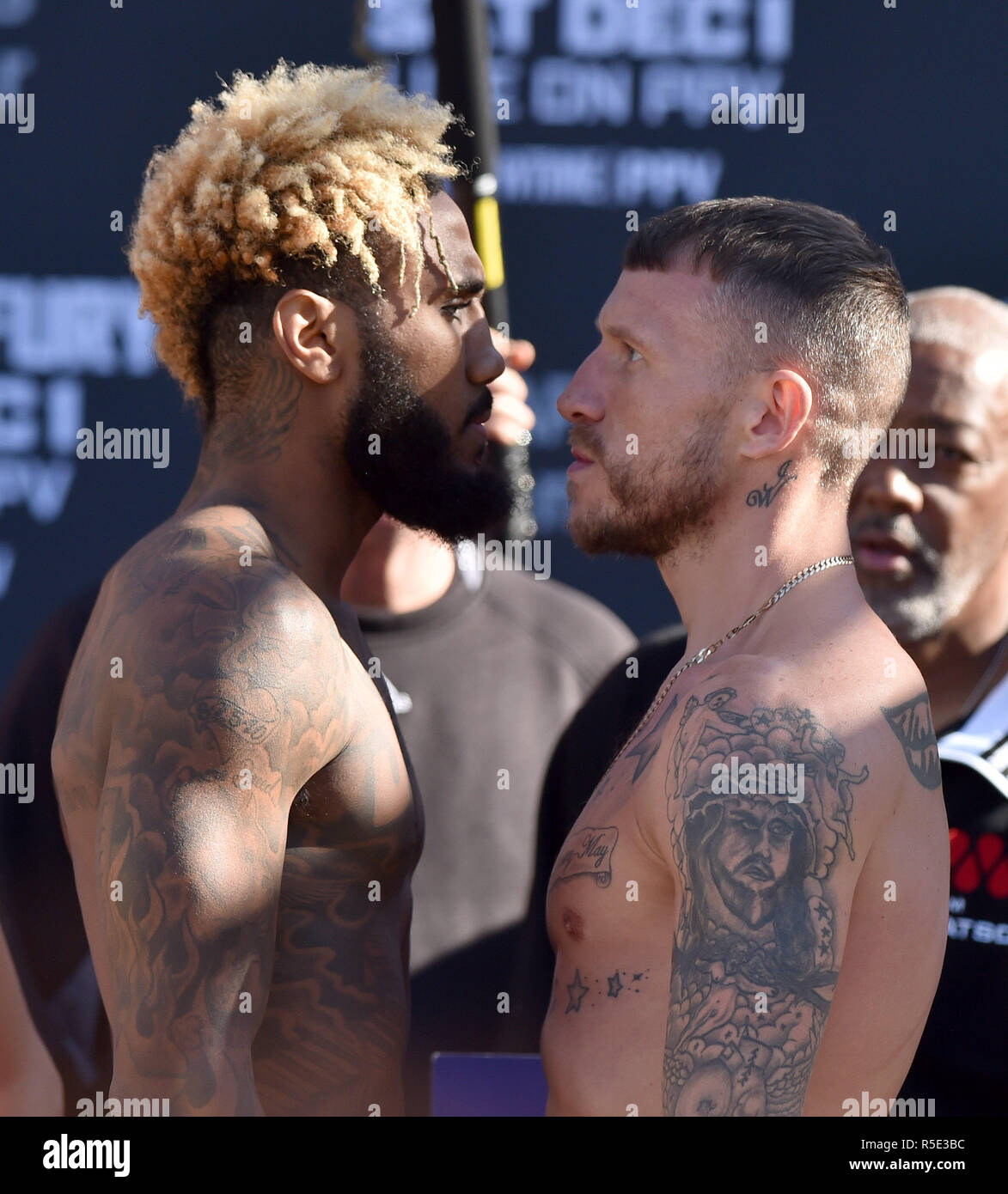 Jarrett Hurd and Jason Welborn attend the official weigh-in of the WBA ...