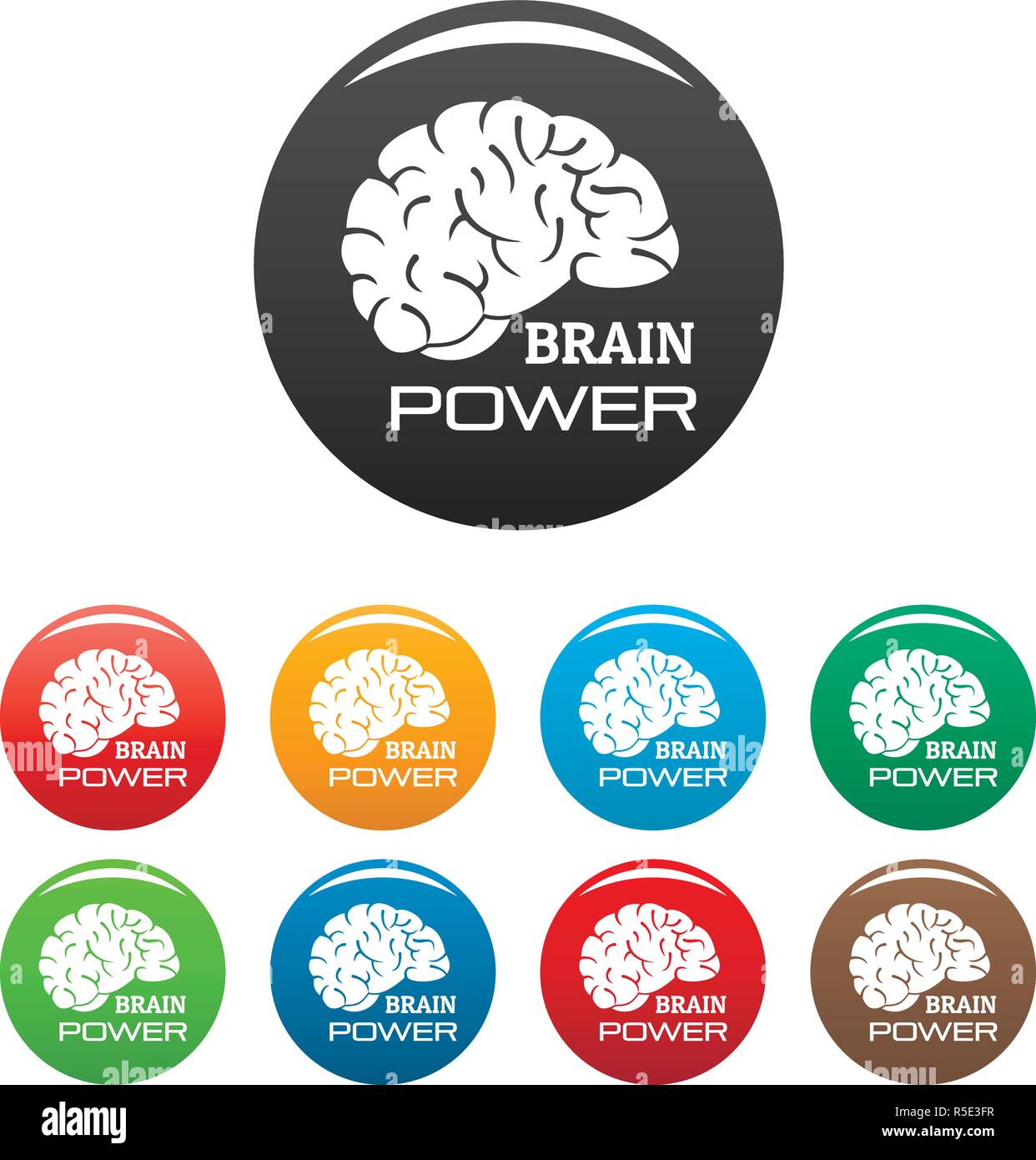 Brain power icons set 9 color vector isolated on white for any design ...