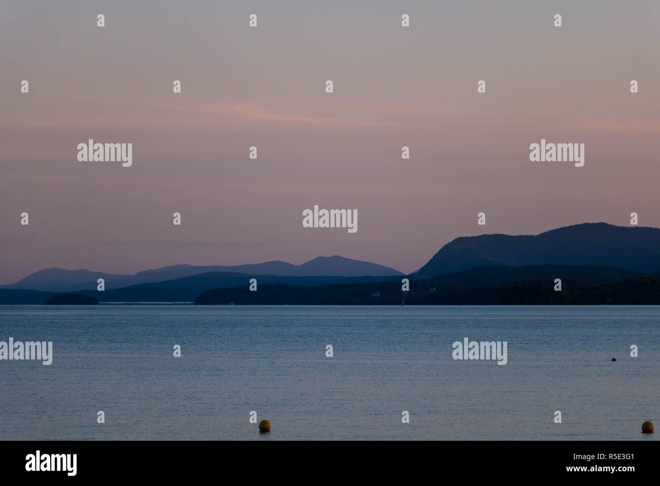 Sundown at Lake Magog in the town of Magog in Quebec, Canada Stock ...
